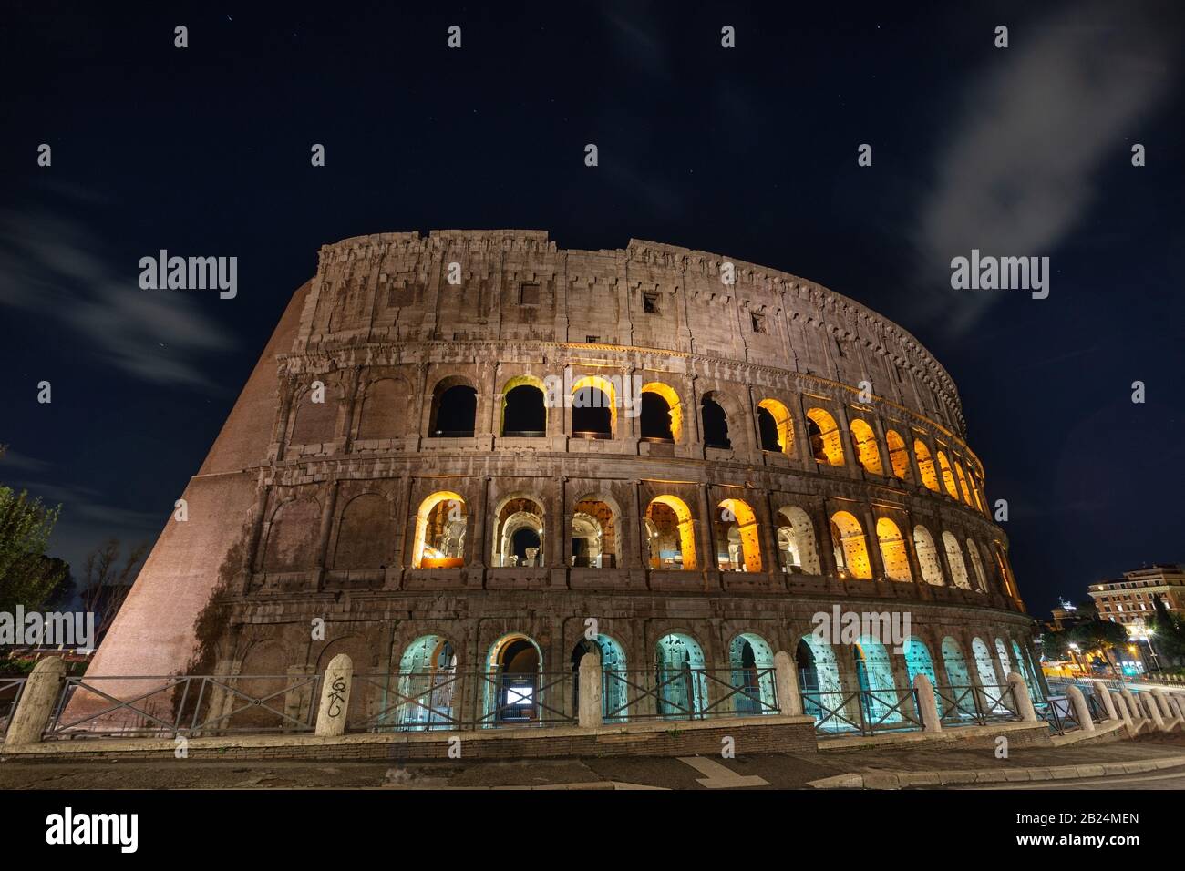 Italian monument to the Colosseum in the center of Rome in the ...