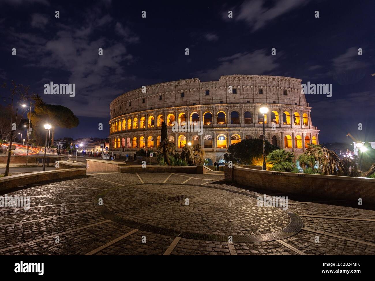 Italian monument to the Colosseum in the center of Rome in the ...
