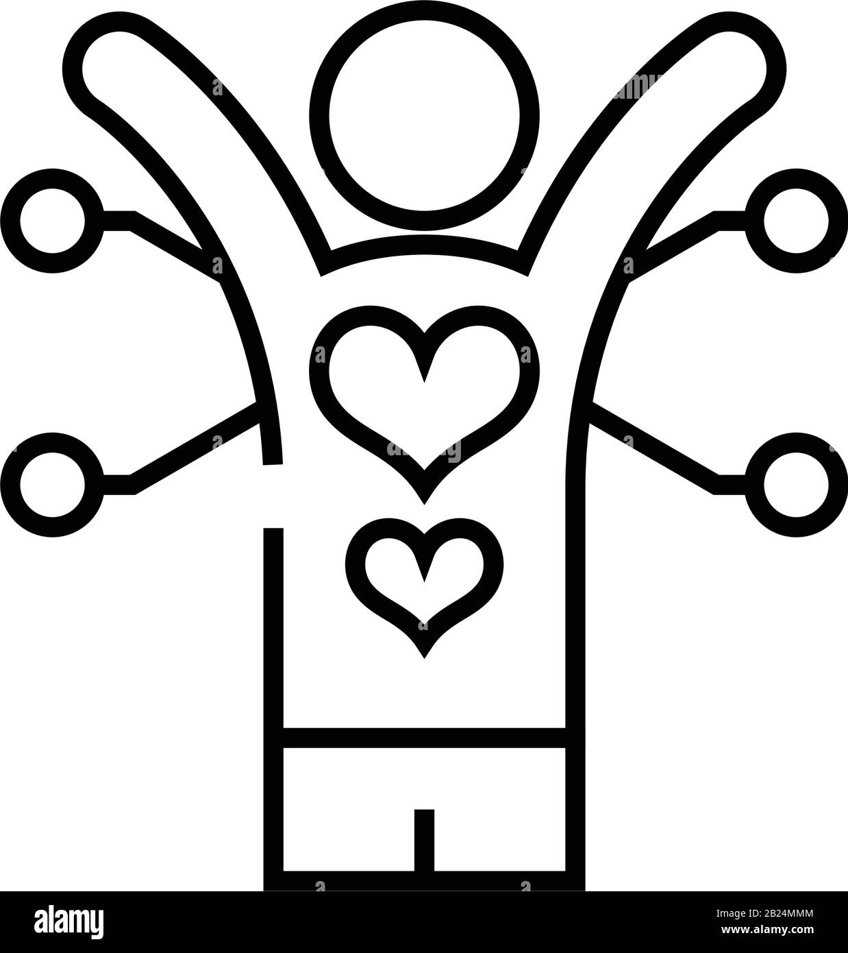 Powerful man line icon, concept sign, outline vector illustration ...