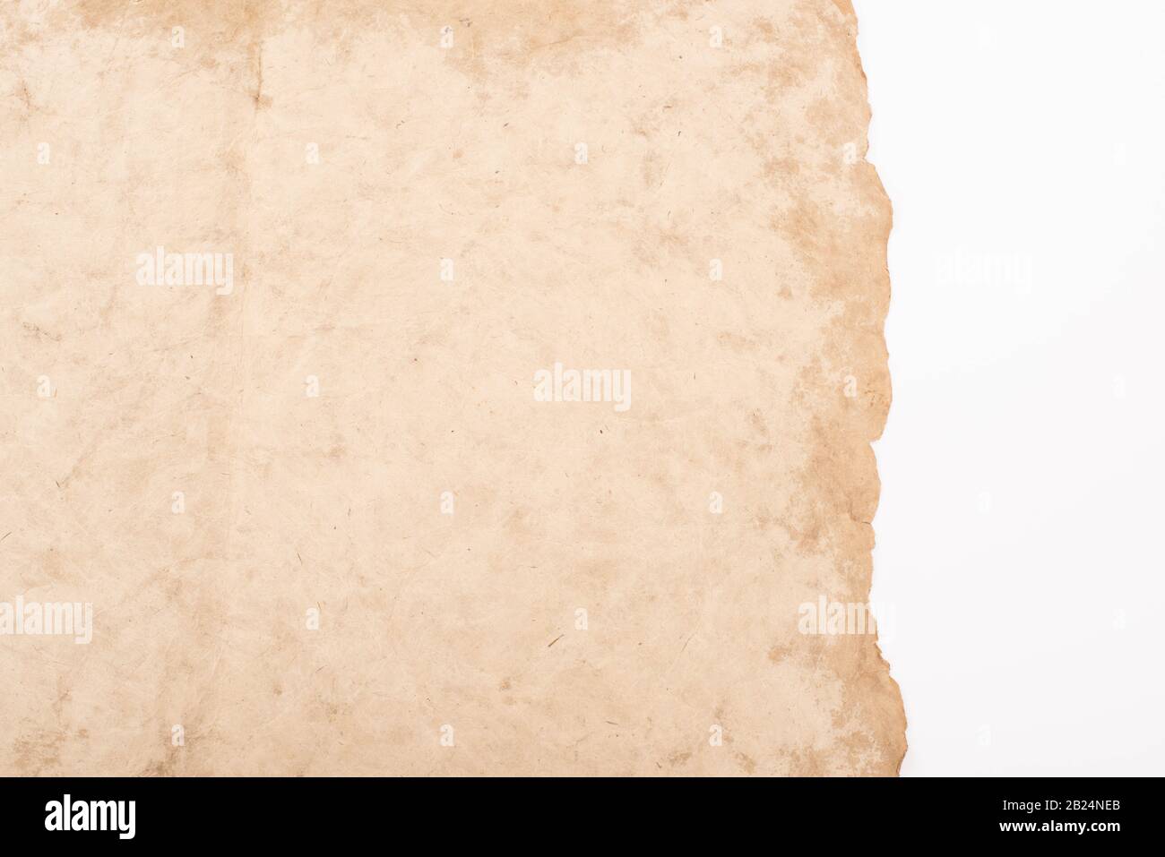 top view of vintage empty aged paper isolated on white Stock Photo - Alamy
