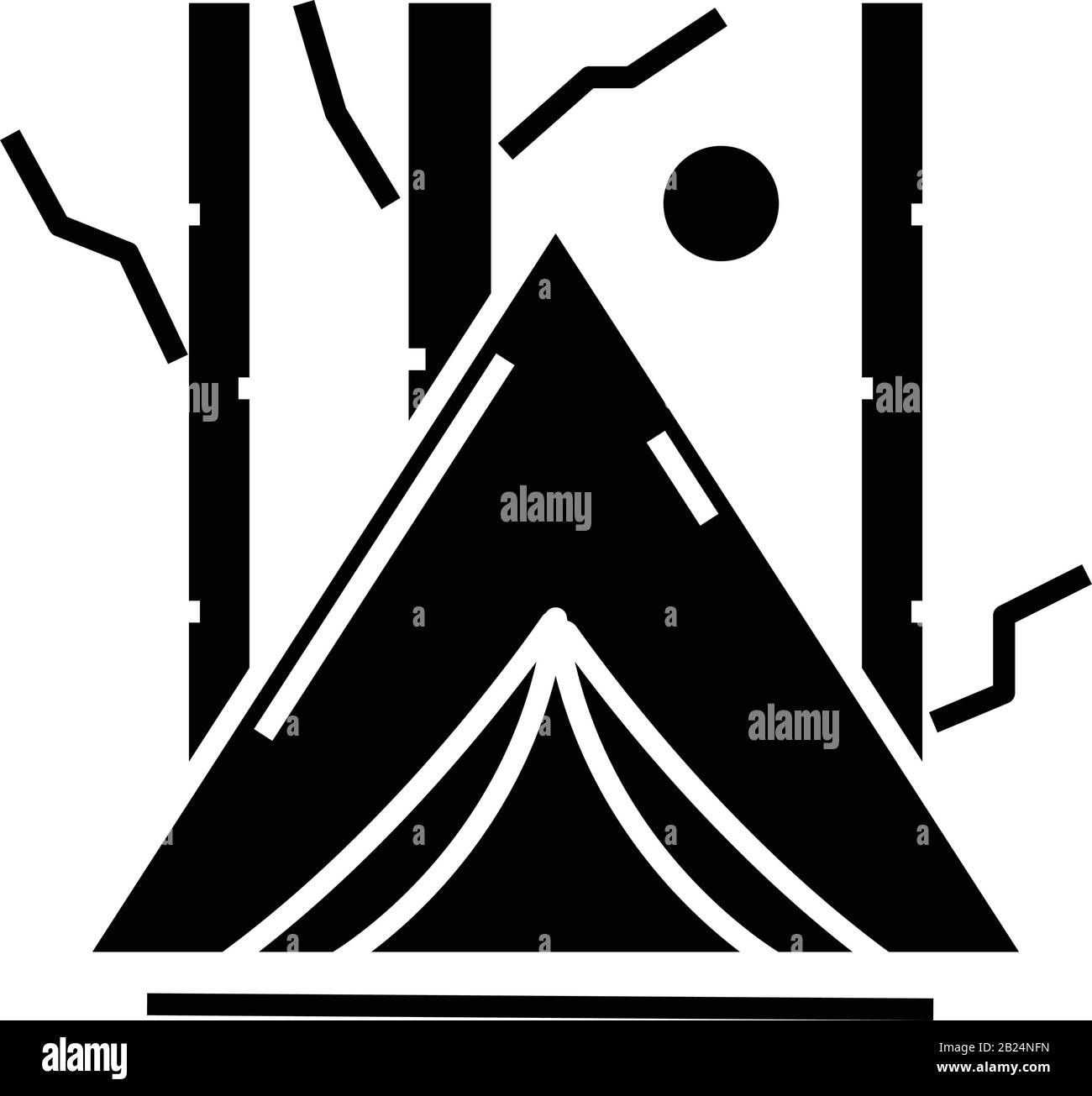 Forest camp black icon, concept illustration, vector flat symbol, glyph ...