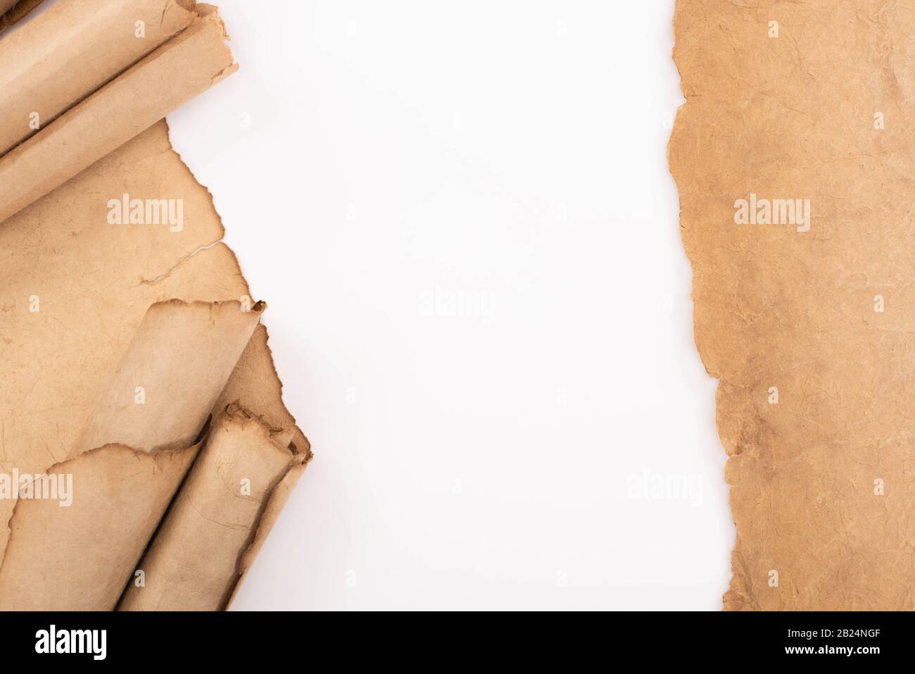 top view of vintage empty paper isolated on white Stock Photo - Alamy