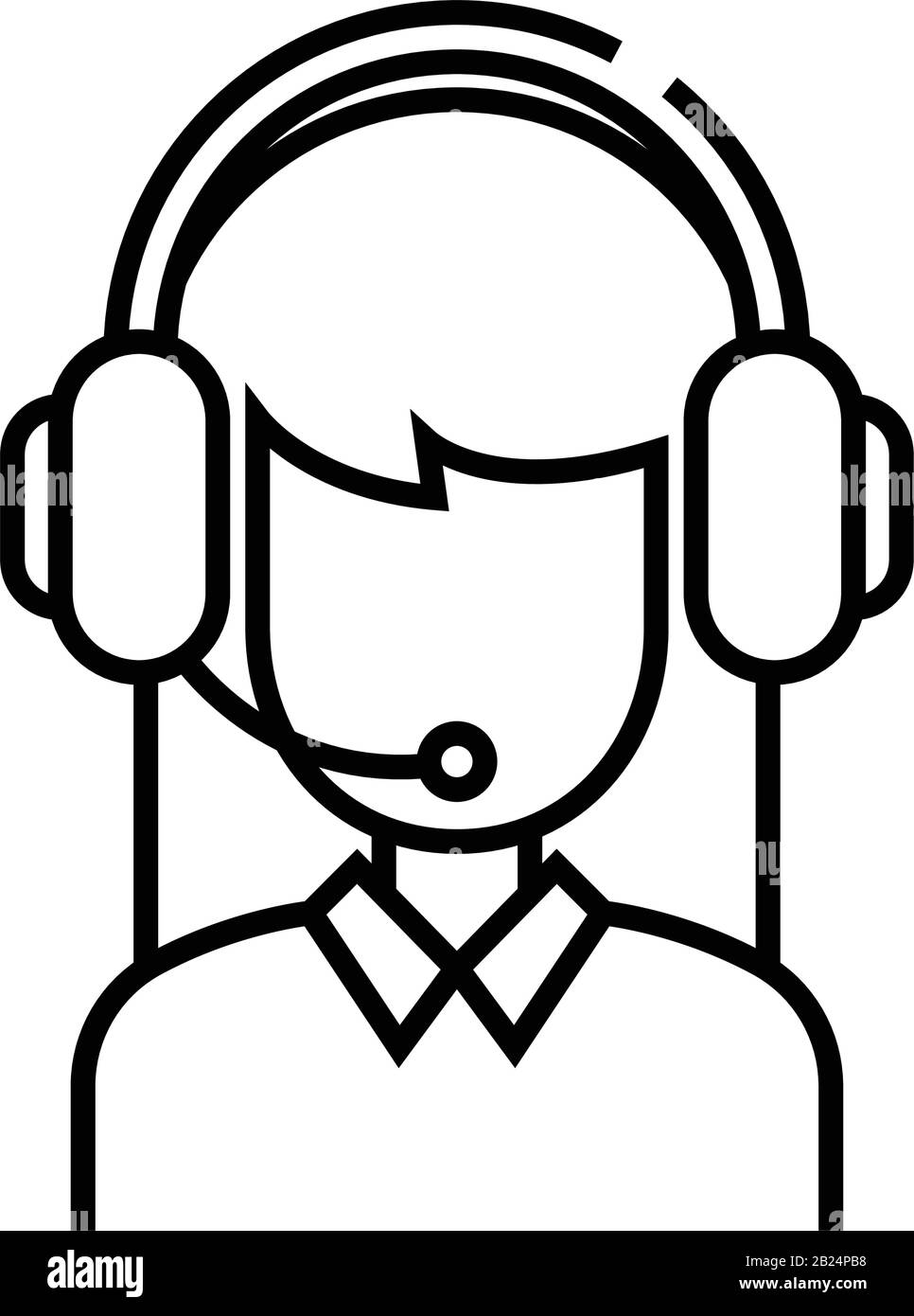 Remote assistant line icon, concept sign, outline vector illustration ...