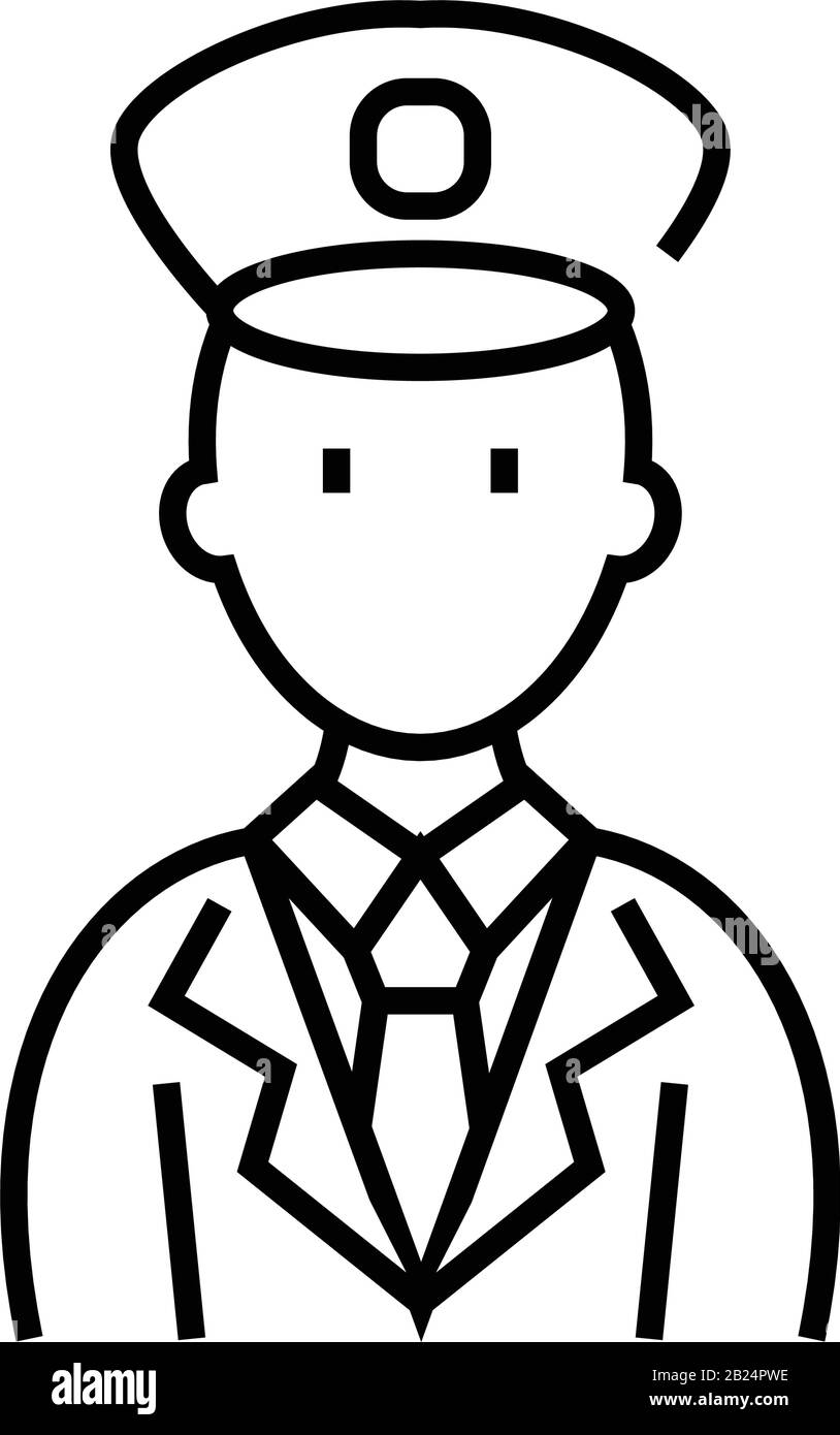 Police officer line icon, concept sign, outline vector illustration ...