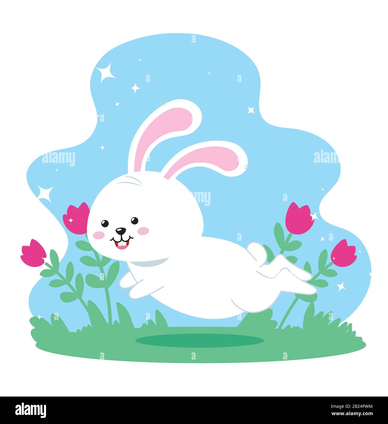 cute rabbit jumping in landscape Stock Vector Image & Art - Alamy
