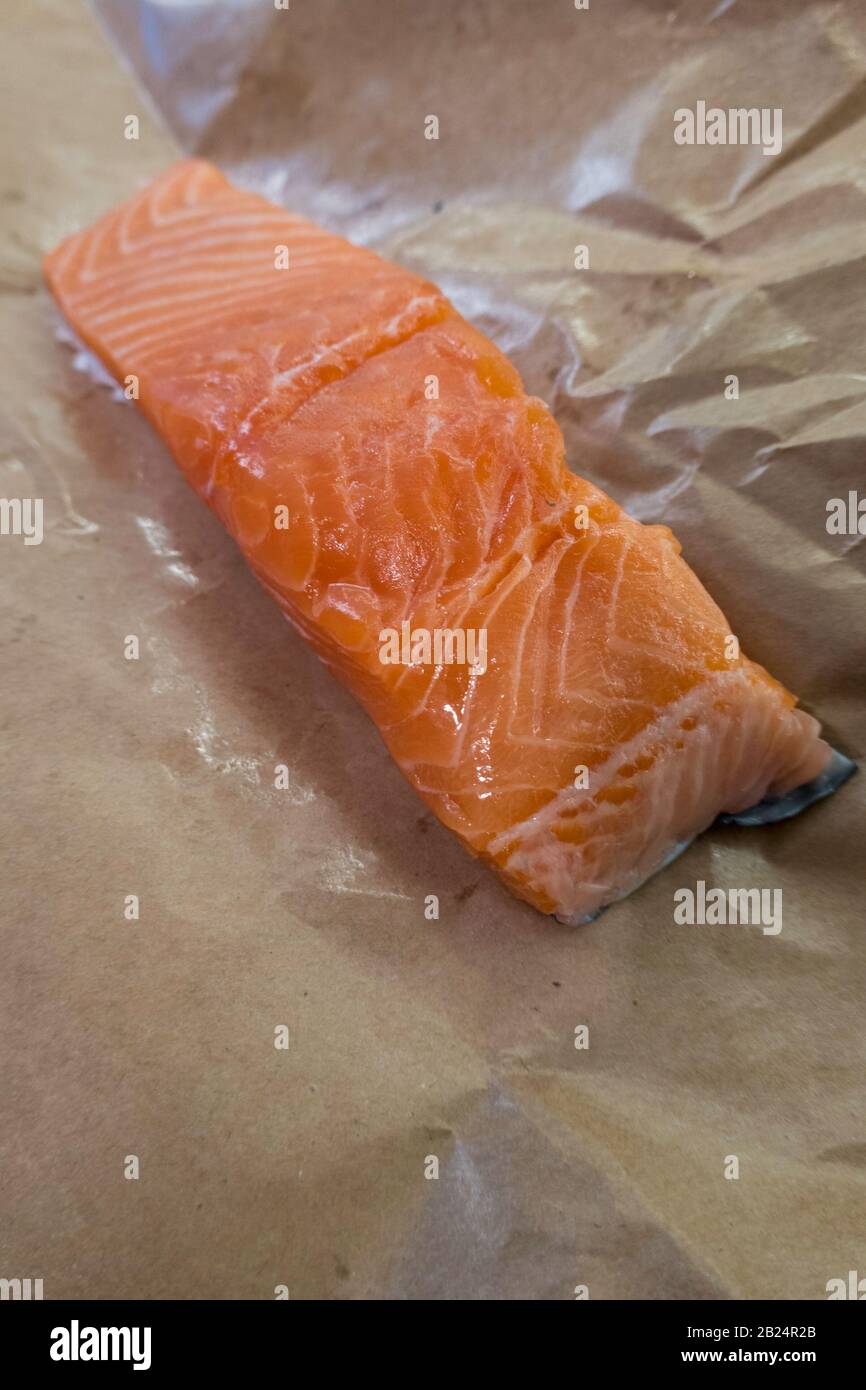 Close-up, Fresh Salmon Fillet Stock Photo - Alamy