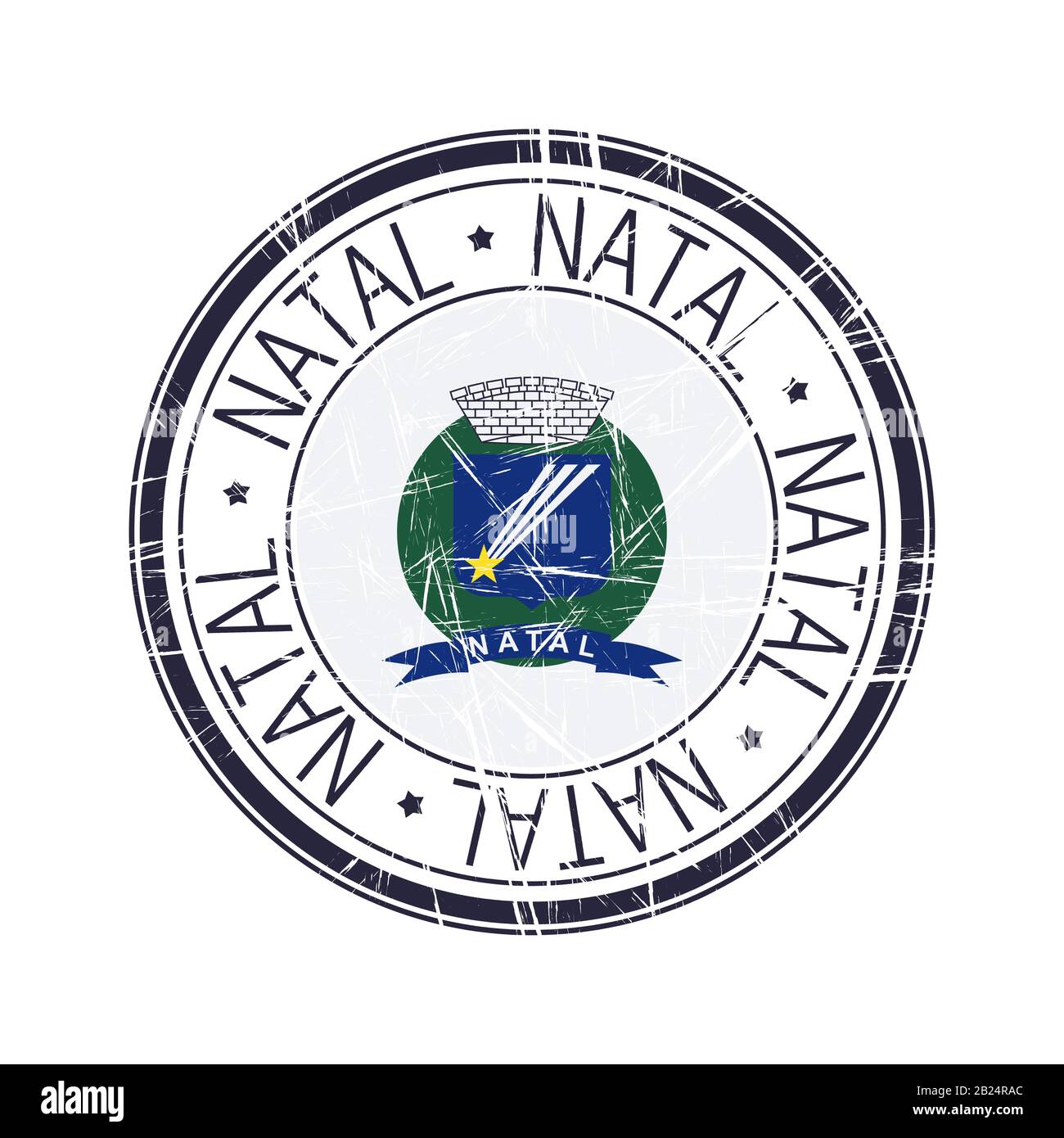 City of Natal, Brazil postal rubber stamp, vector object over white ...