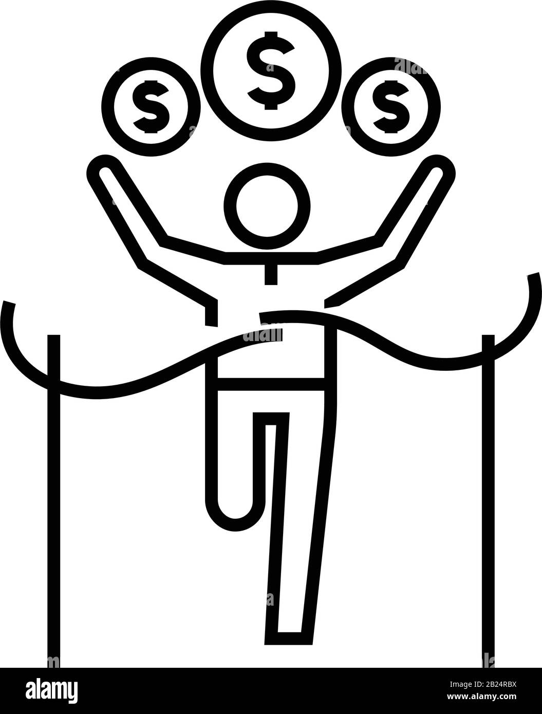 Received money line icon, concept sign, outline vector illustration ...