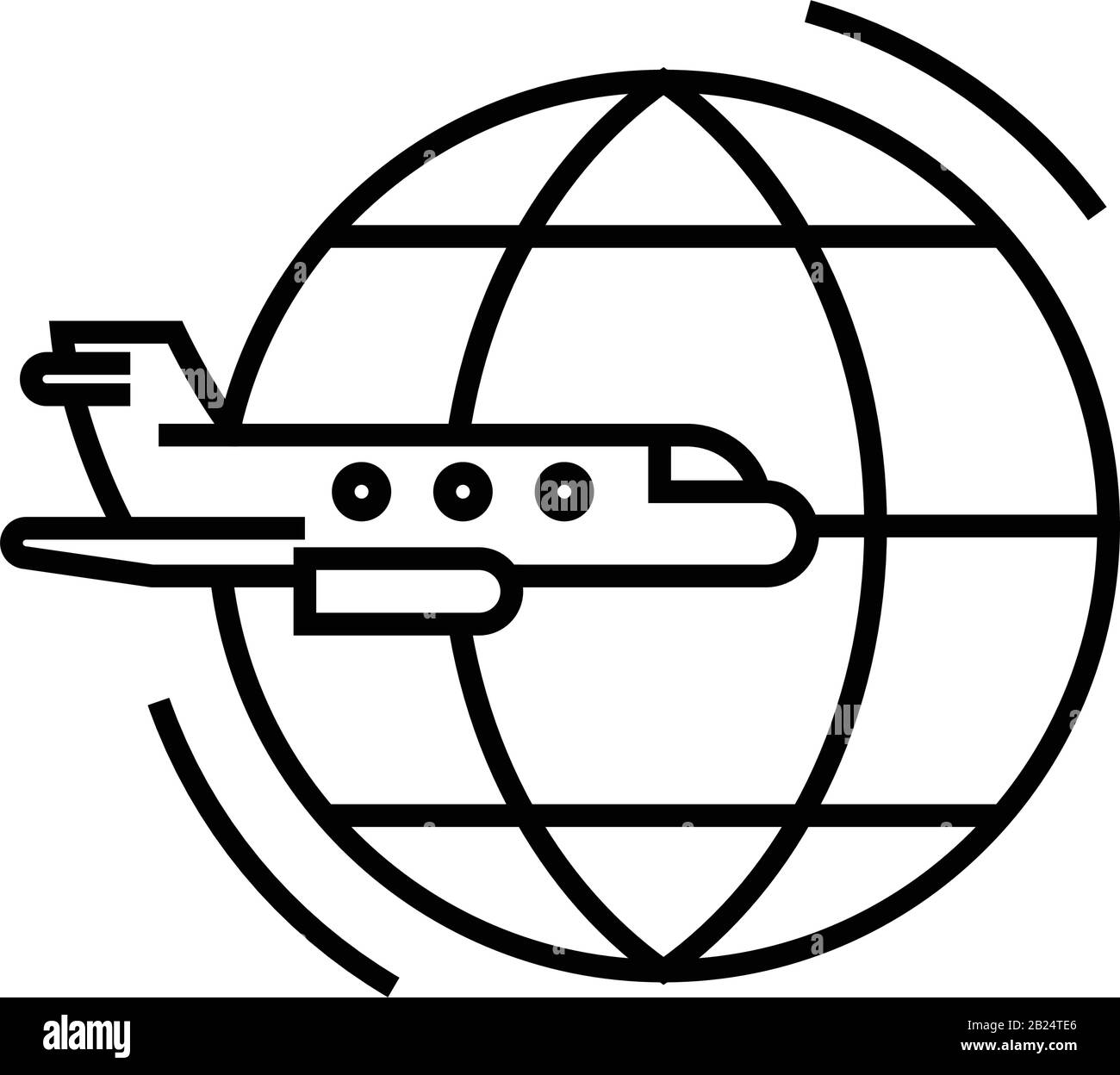 Plane trip line icon, concept sign, outline vector illustration, linear ...