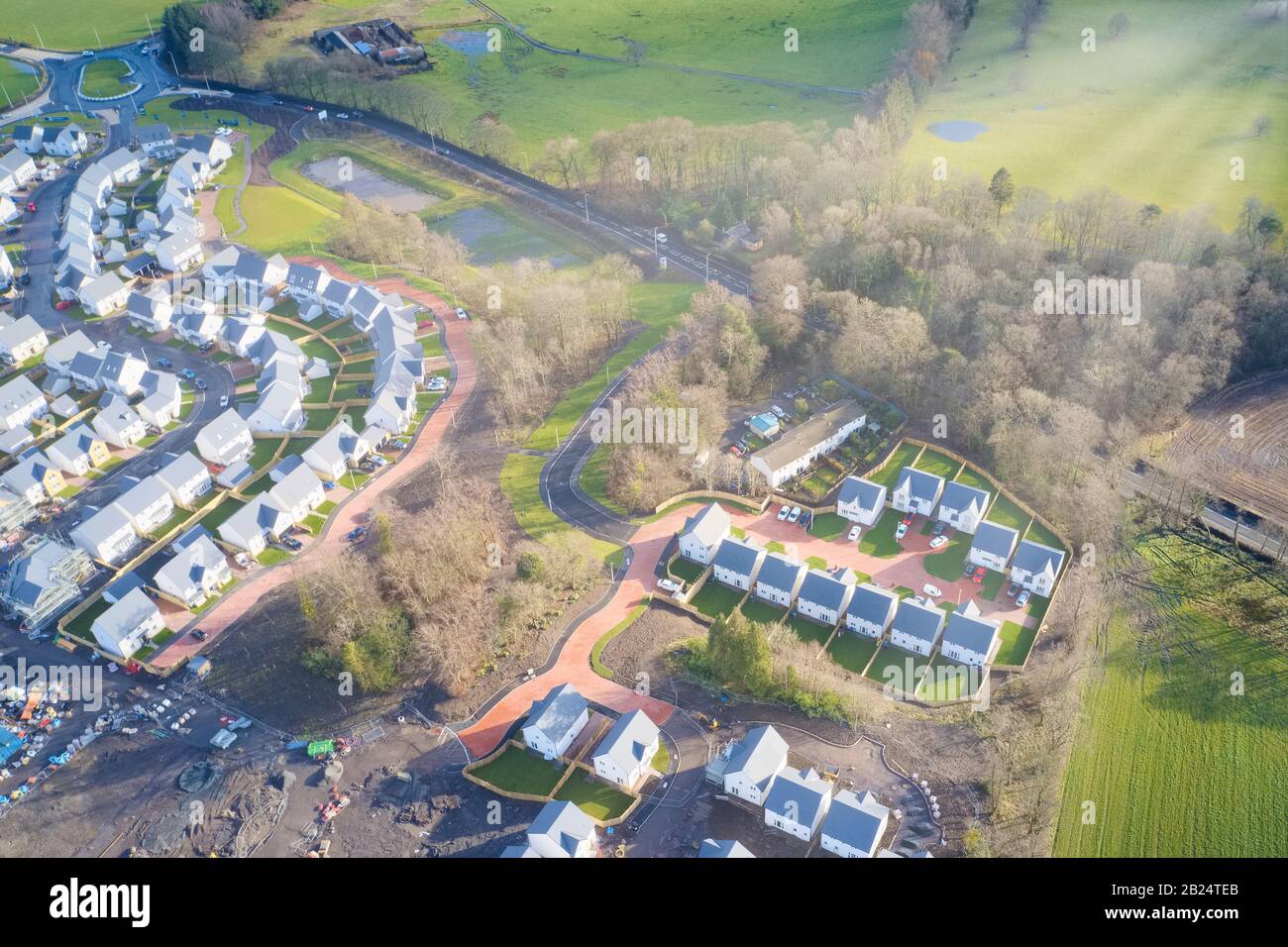 New private housing development construction in rural countryside ...