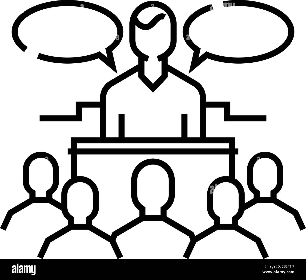 Public engagement line icon, concept sign, outline vector illustration ...