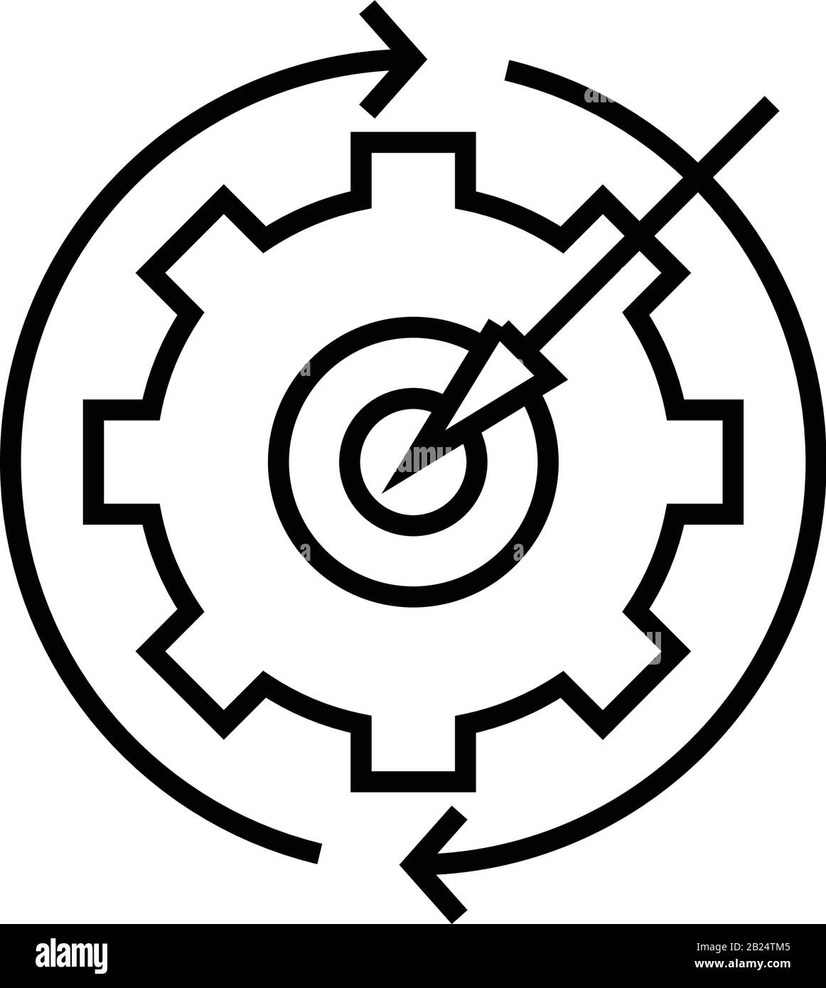 Reaching target line icon, concept sign, outline vector illustration ...