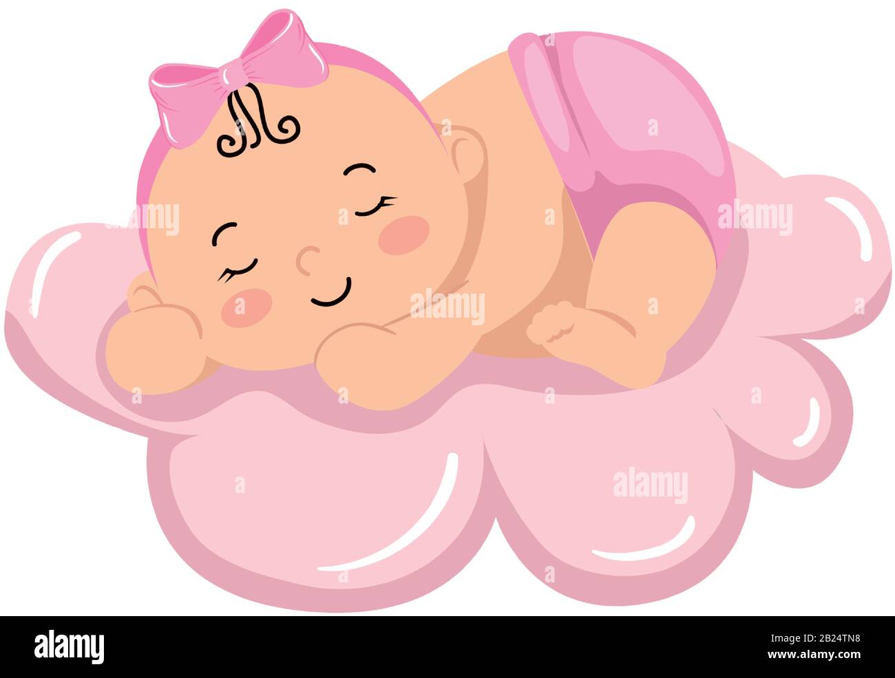 cute little baby girl sleeping in cloud isolated icon Stock Vector ...