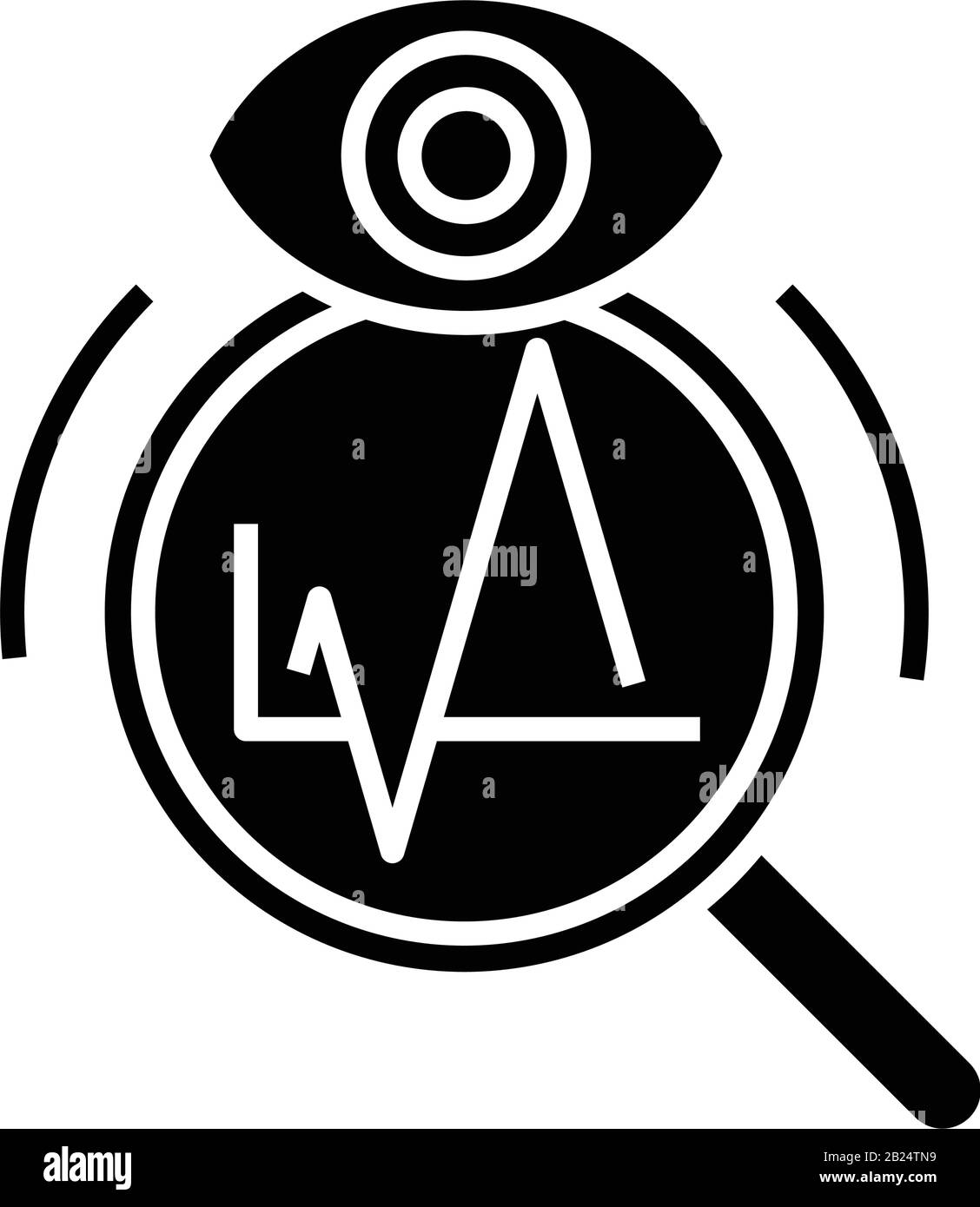 Following eyes black icon, concept illustration, vector flat symbol ...