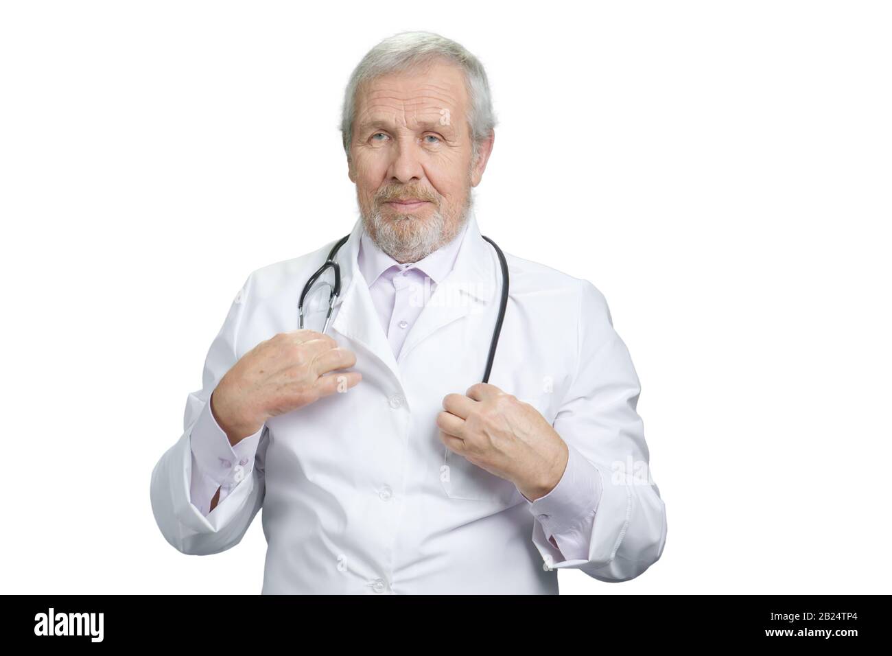 Old physician with stethoscope portrait Stock Photo - Alamy