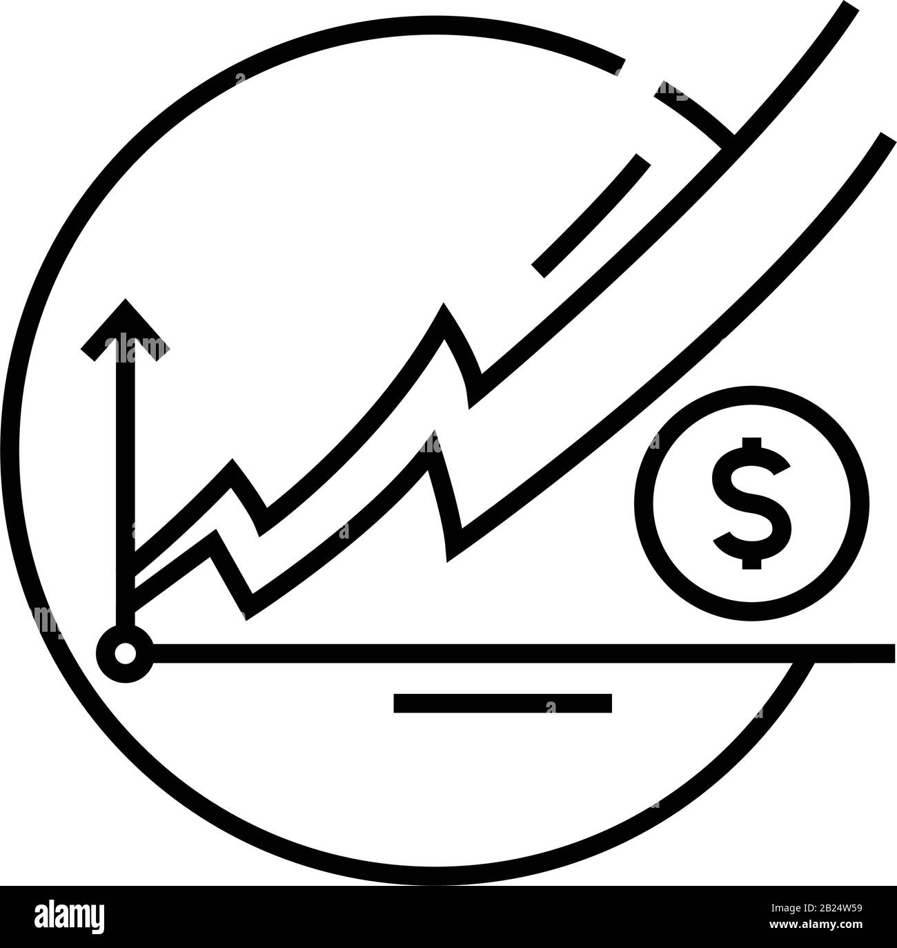 Profit increasing line icon, concept sign, outline vector illustration ...