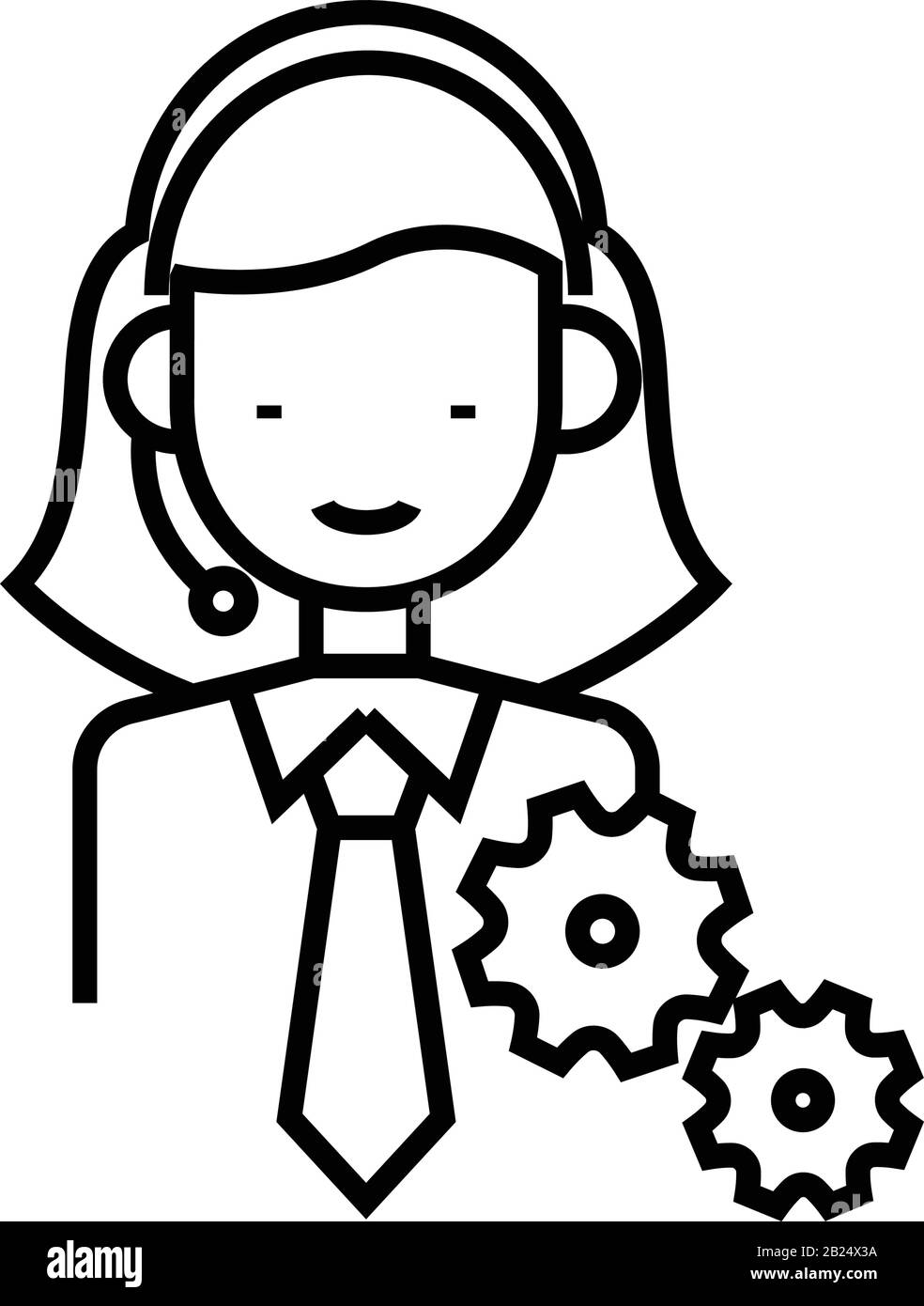 Remote assistance line icon, concept sign, outline vector illustration ...