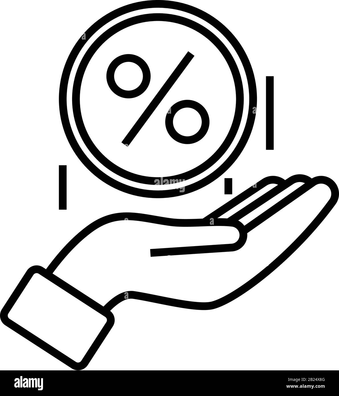 Percent rate line icon, concept sign, outline vector illustration ...