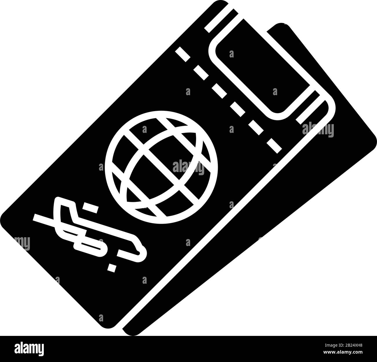 Flight ticket black icon, concept illustration, vector flat symbol ...