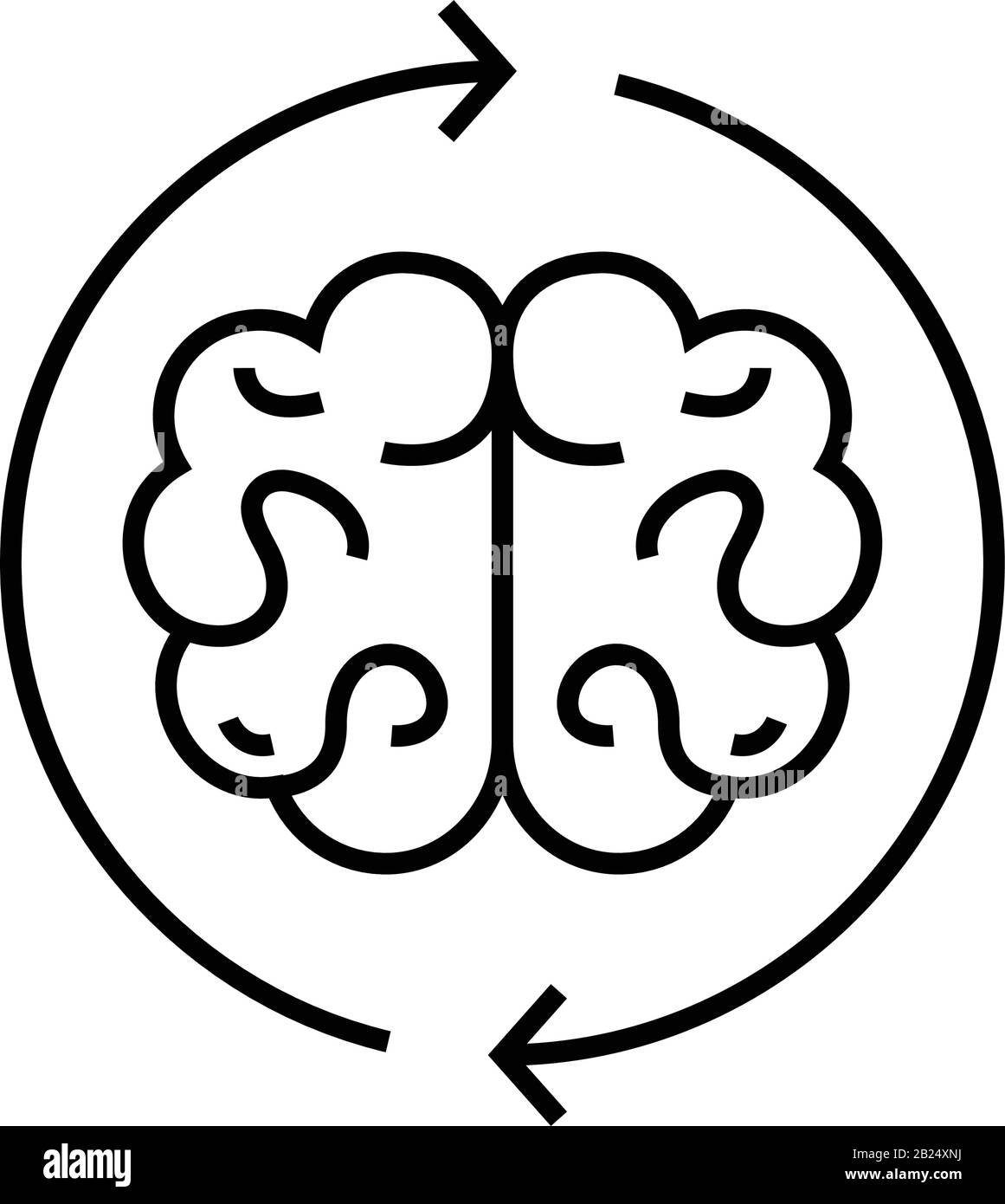 Researching mind line icon, concept sign, outline vector illustration ...
