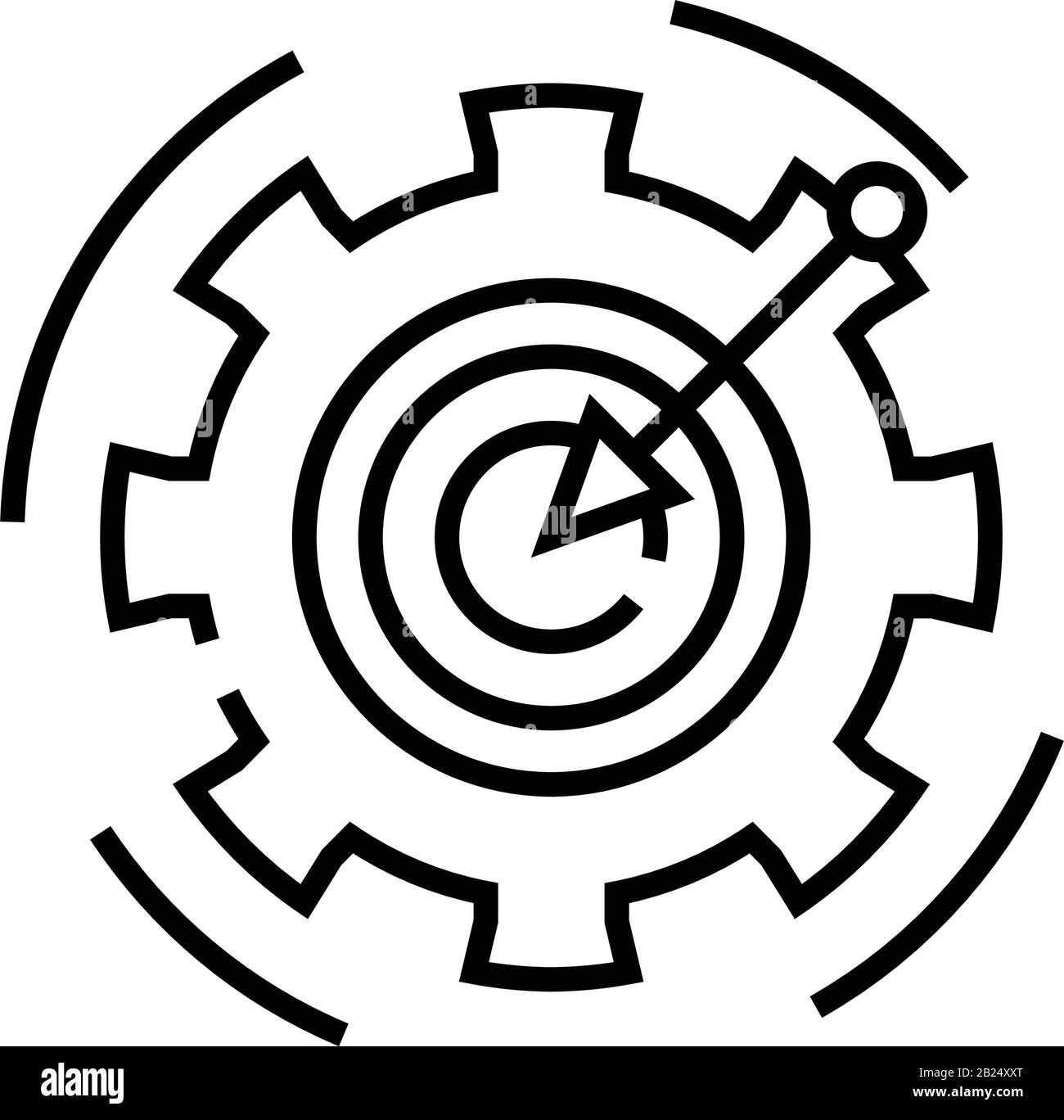 Productive target line icon, concept sign, outline vector illustration ...