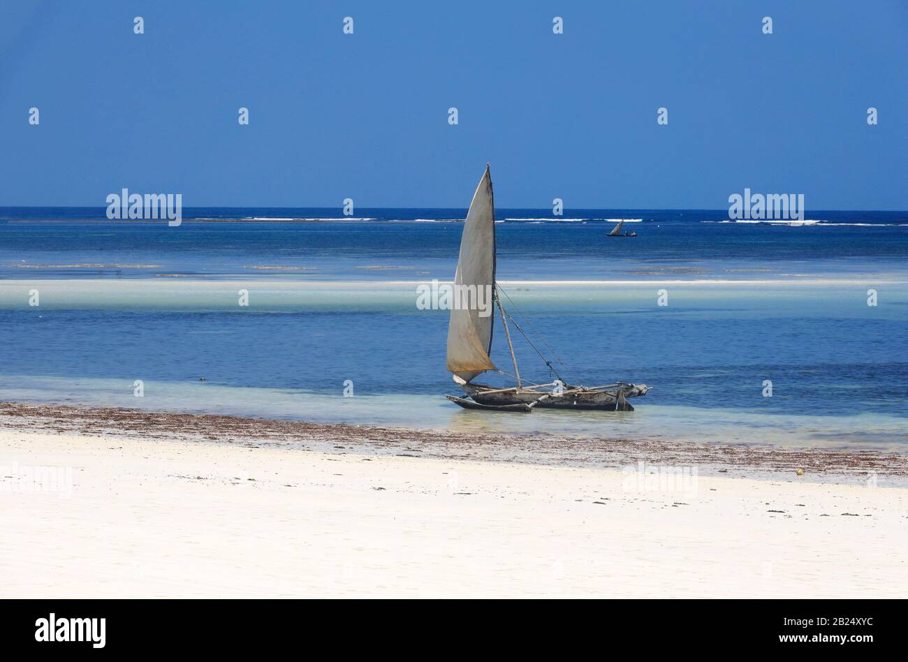 Boat at Diani Beach - Galu Beach - Kenya, Africa Stock Photo - Alamy