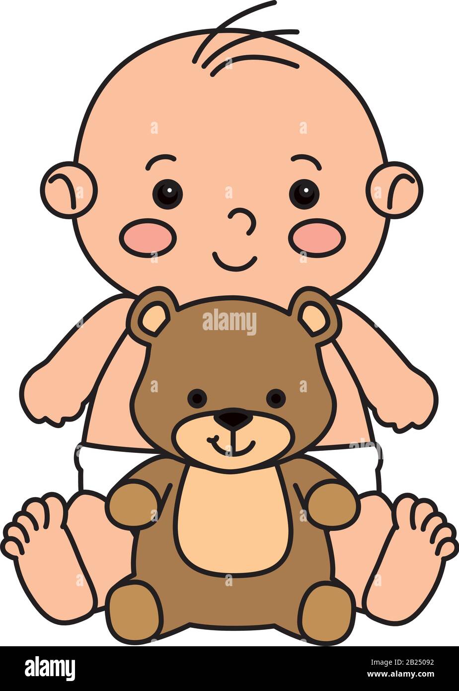 cute little baby boy with teddy bear Stock Vector Image & Art - Alamy