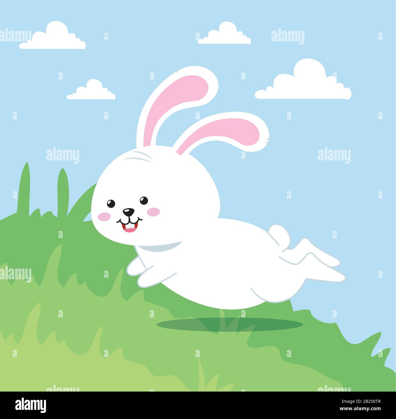 cute rabbit jumping in landscape Stock Vector Image & Art - Alamy