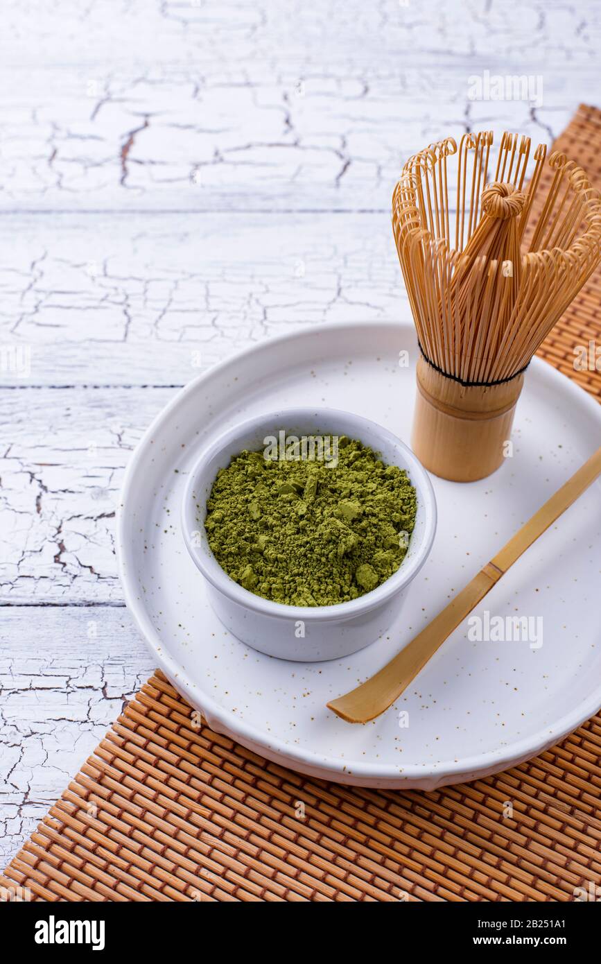 Japanese matcha green tea powder Stock Photo - Alamy