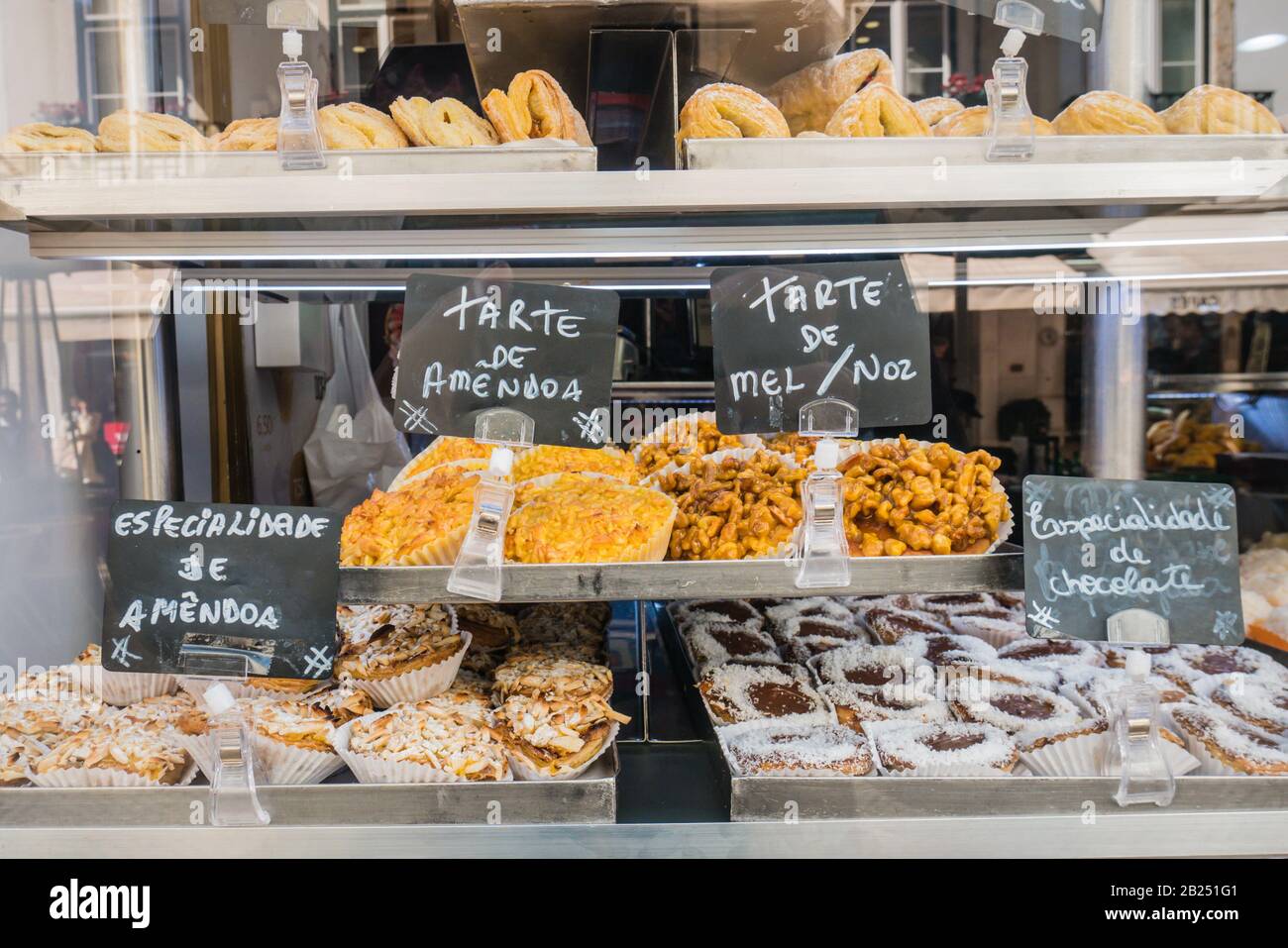 Lisbon pastry bakery shop display window showing different types of ...