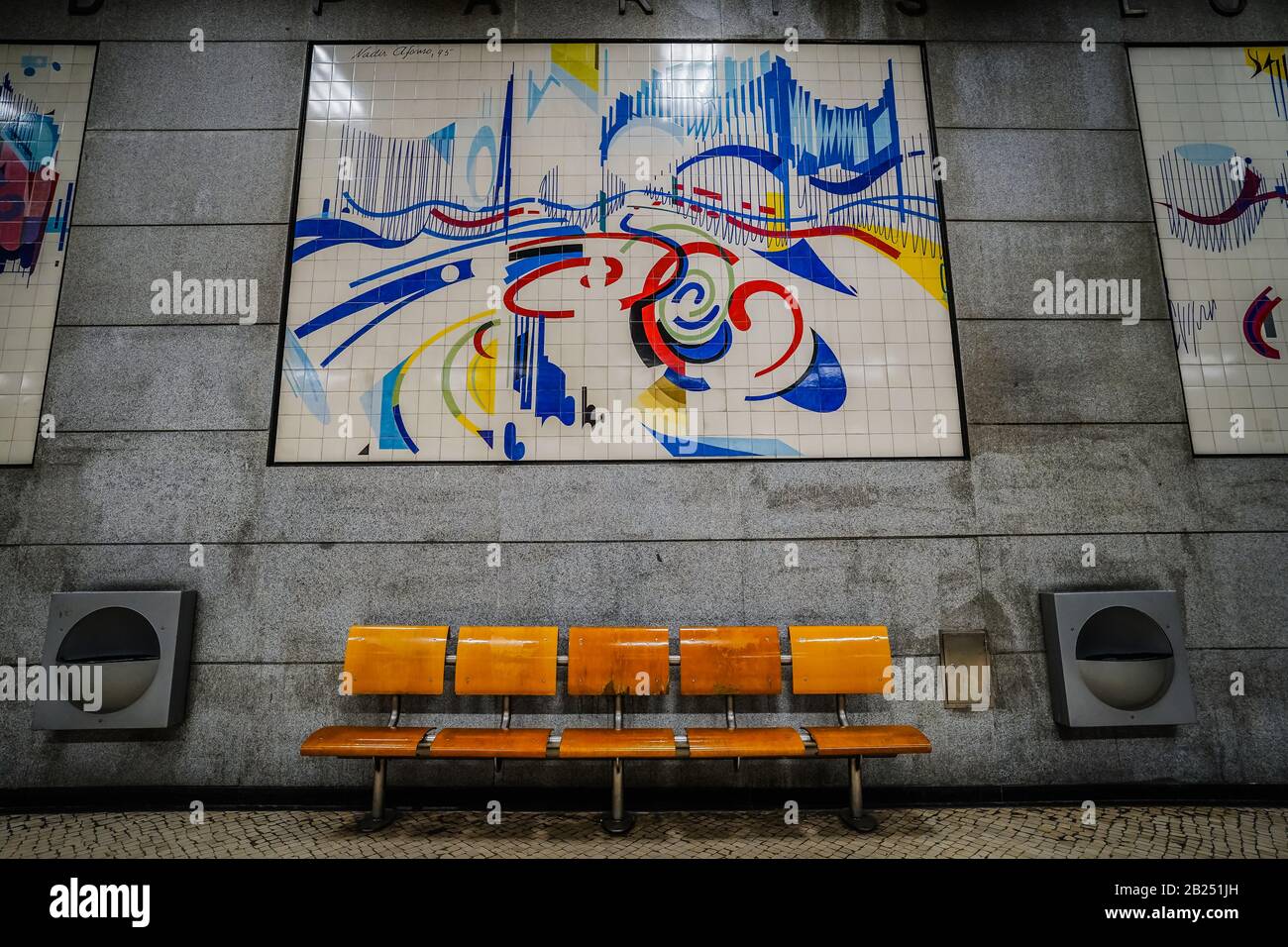 lisbon metro station art work Stock Photo - Alamy