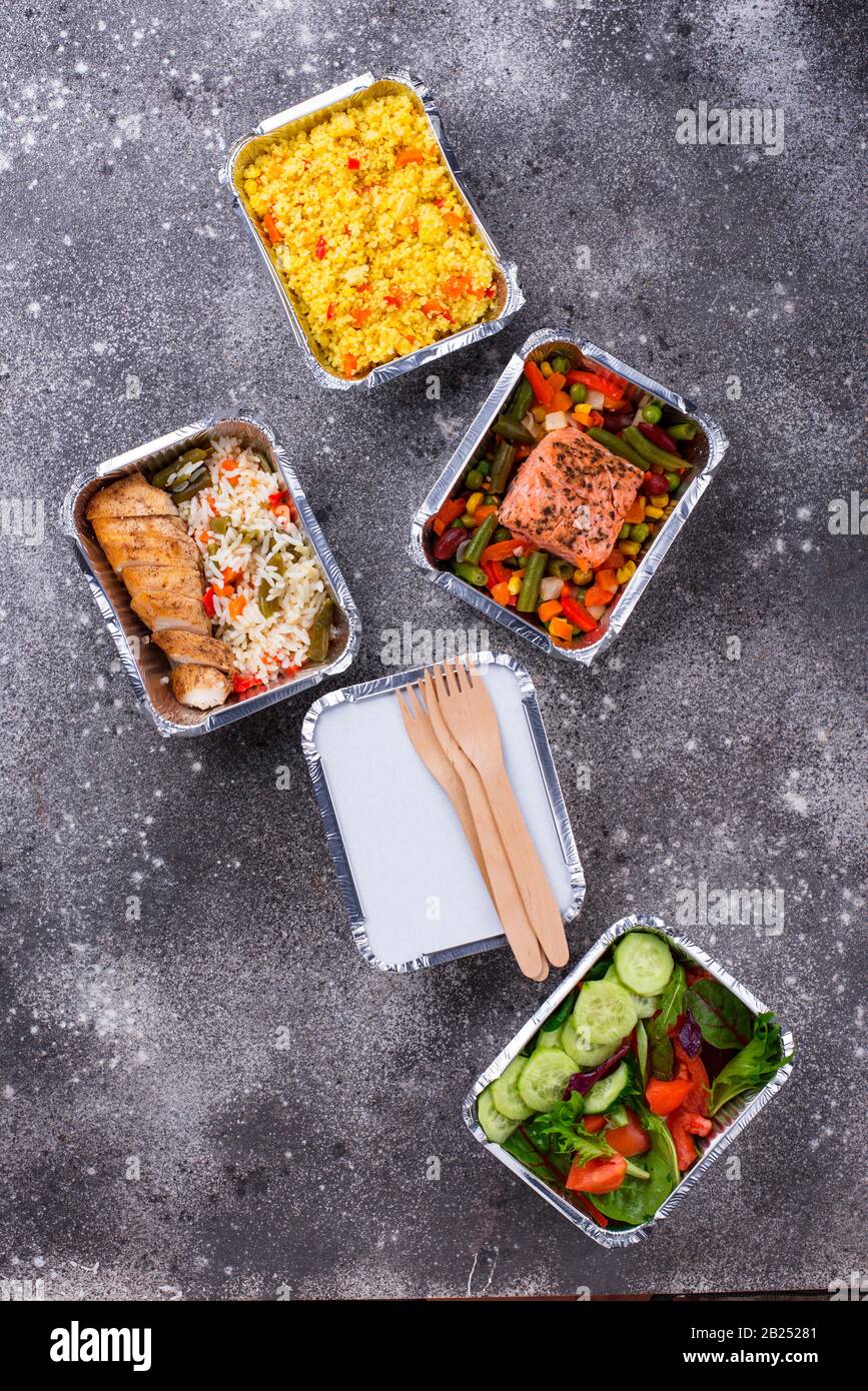 Food delivery concept. Lunch in container Stock Photo - Alamy