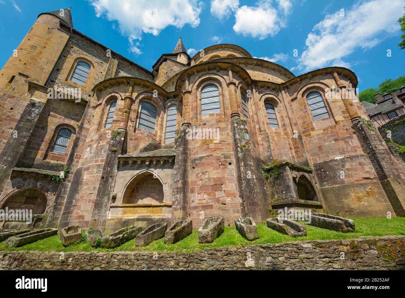 France, Conques, Abbey Church of Sainte-Foy, medieval coffins Stock ...
