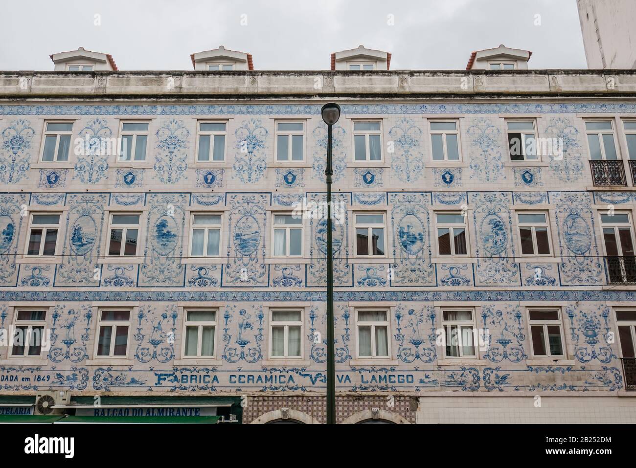 Lisbon facade with blue and white tiles Stock Photo - Alamy