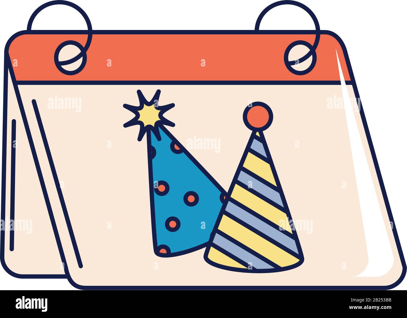 happy birthday, party hat calendar decoration celebration vector ...