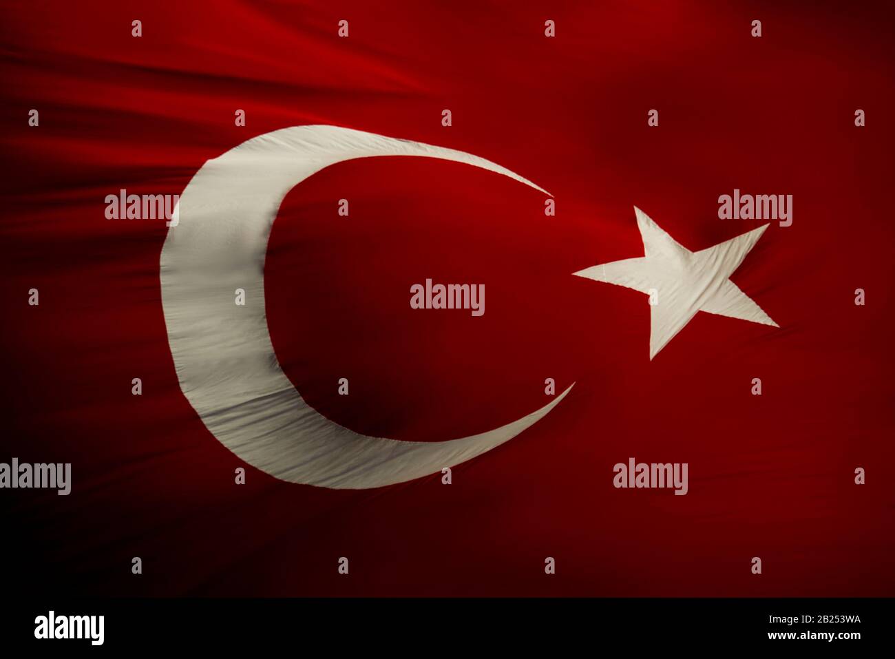 Photo of Glorious Real Turkish flag background texture waving with real ...