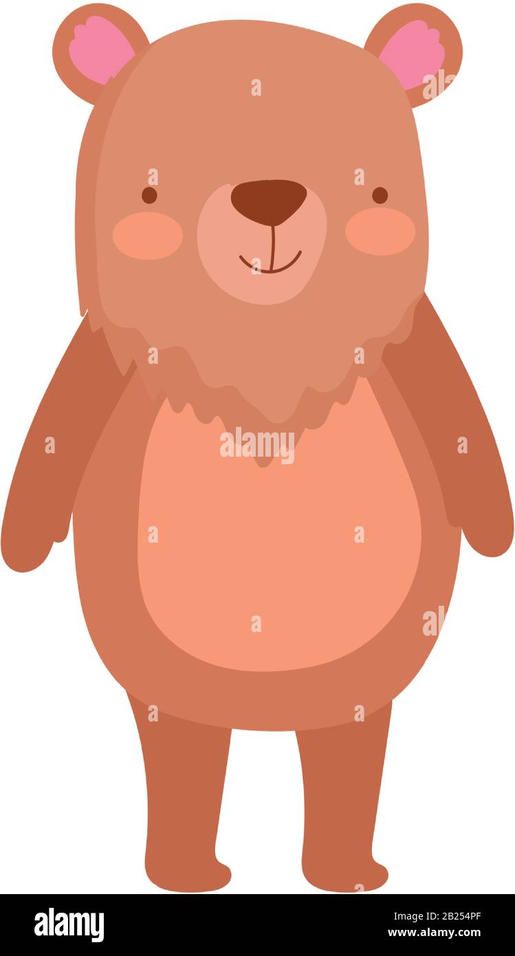 cute bear standing animal cartoon character vector illustration Stock ...