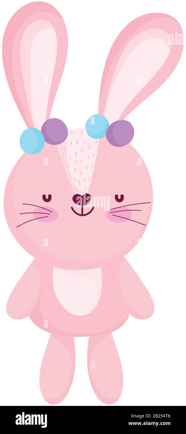 cute bunny ears decoration animal cartoon character vector illustration ...