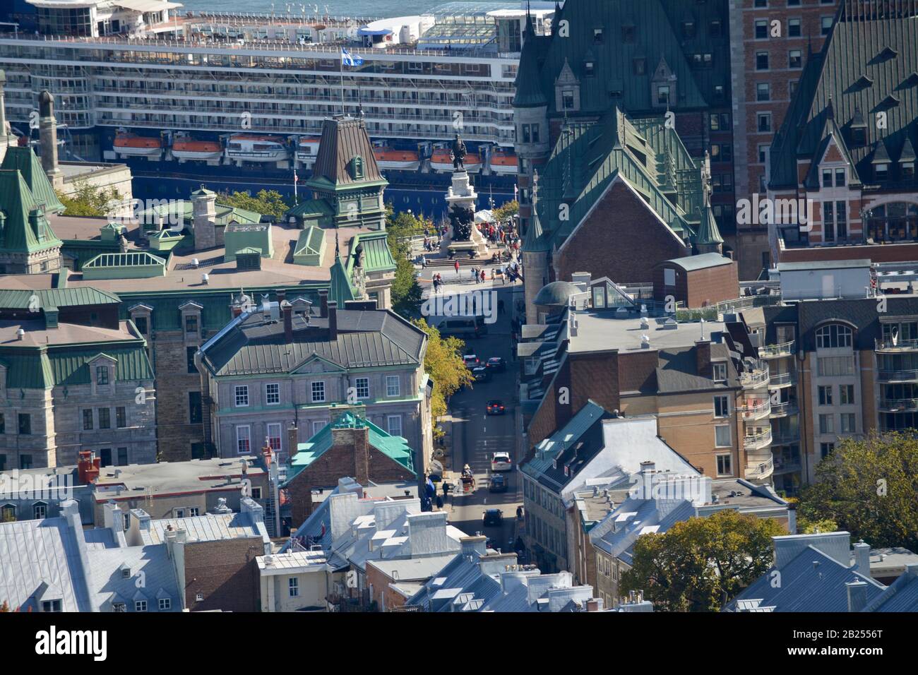 View of Quebec City as seen from above, Ville de Quebec, Quebec City ...