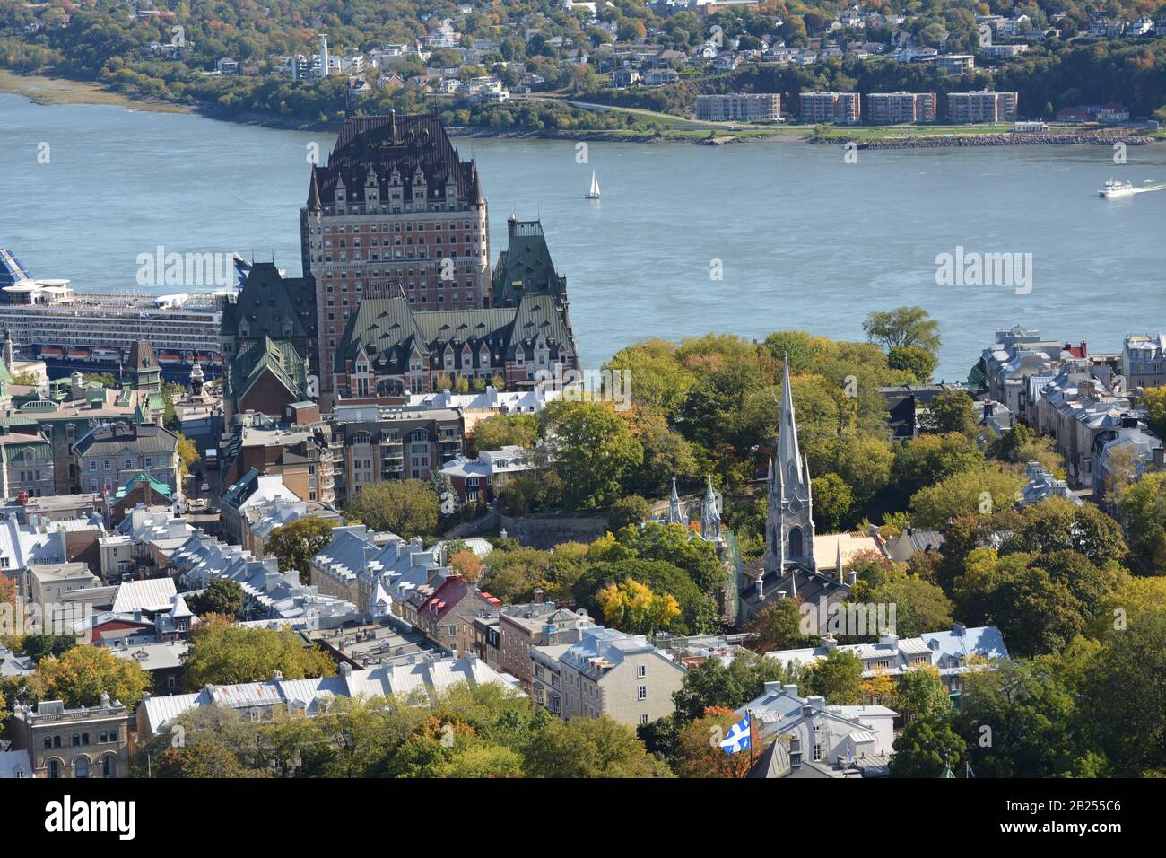 View of Quebec City as seen from above, Ville de Quebec, Quebec City ...