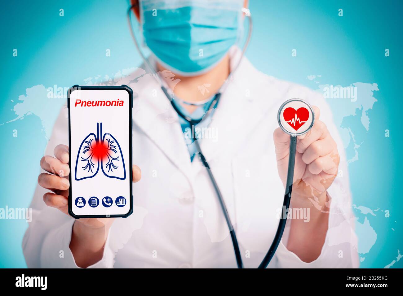 doctor with stethoscope and smart phone in hand for medical exam ...