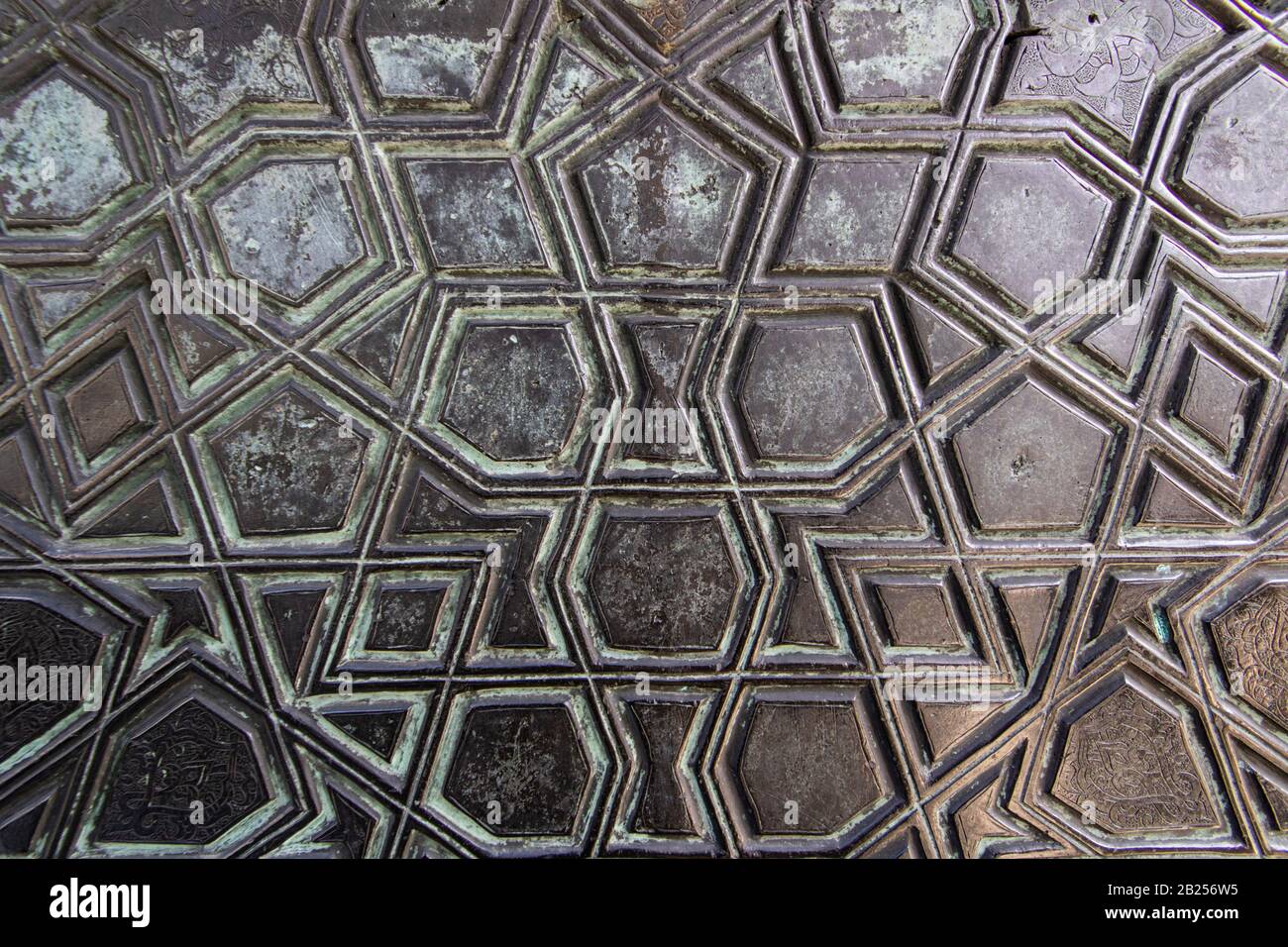 The quadrilateral patterns on the historical door of the Ottoman period ...