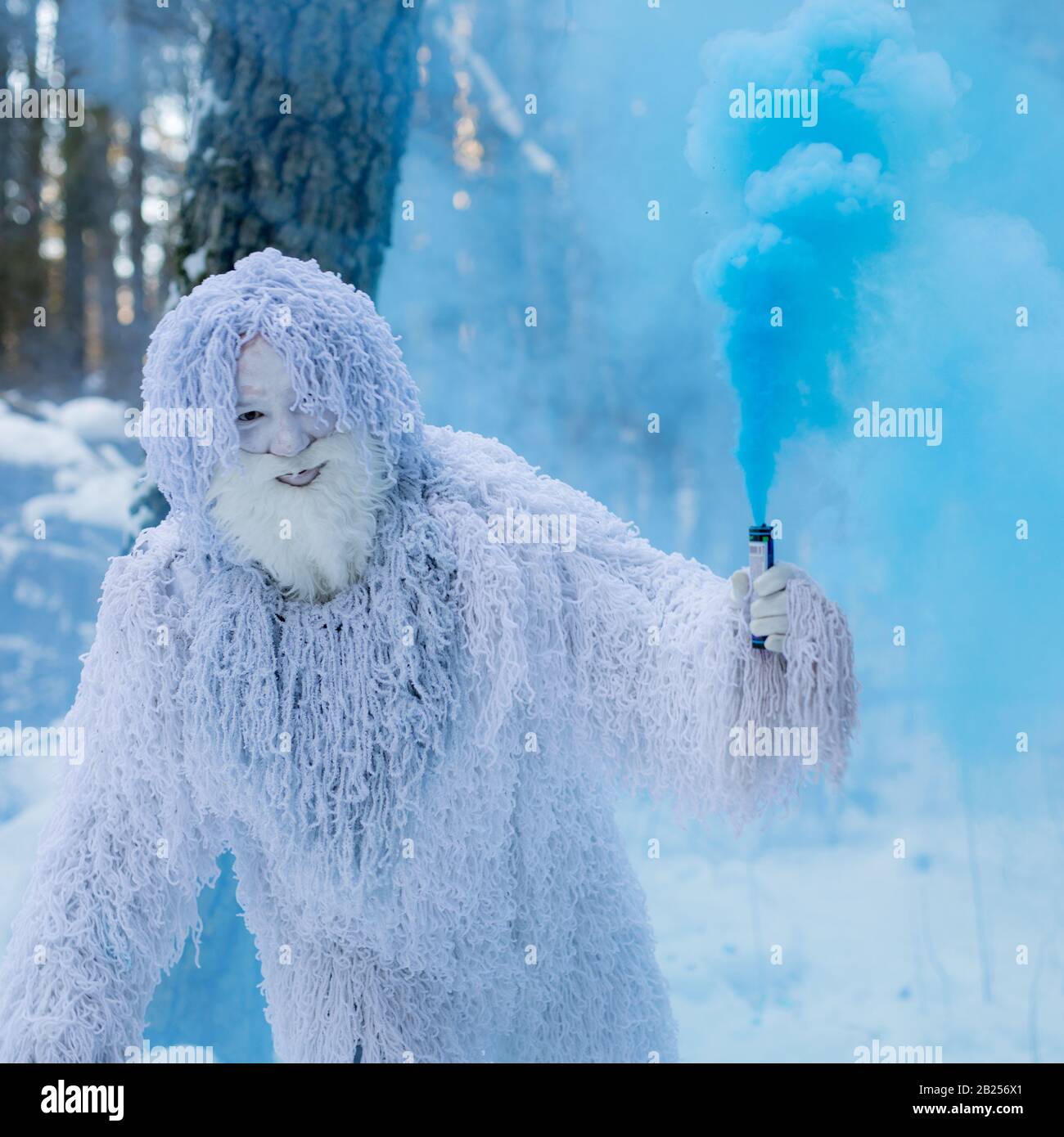 Yeti fairy tale character in winter forest. Outdoor fantasy photo Stock ...