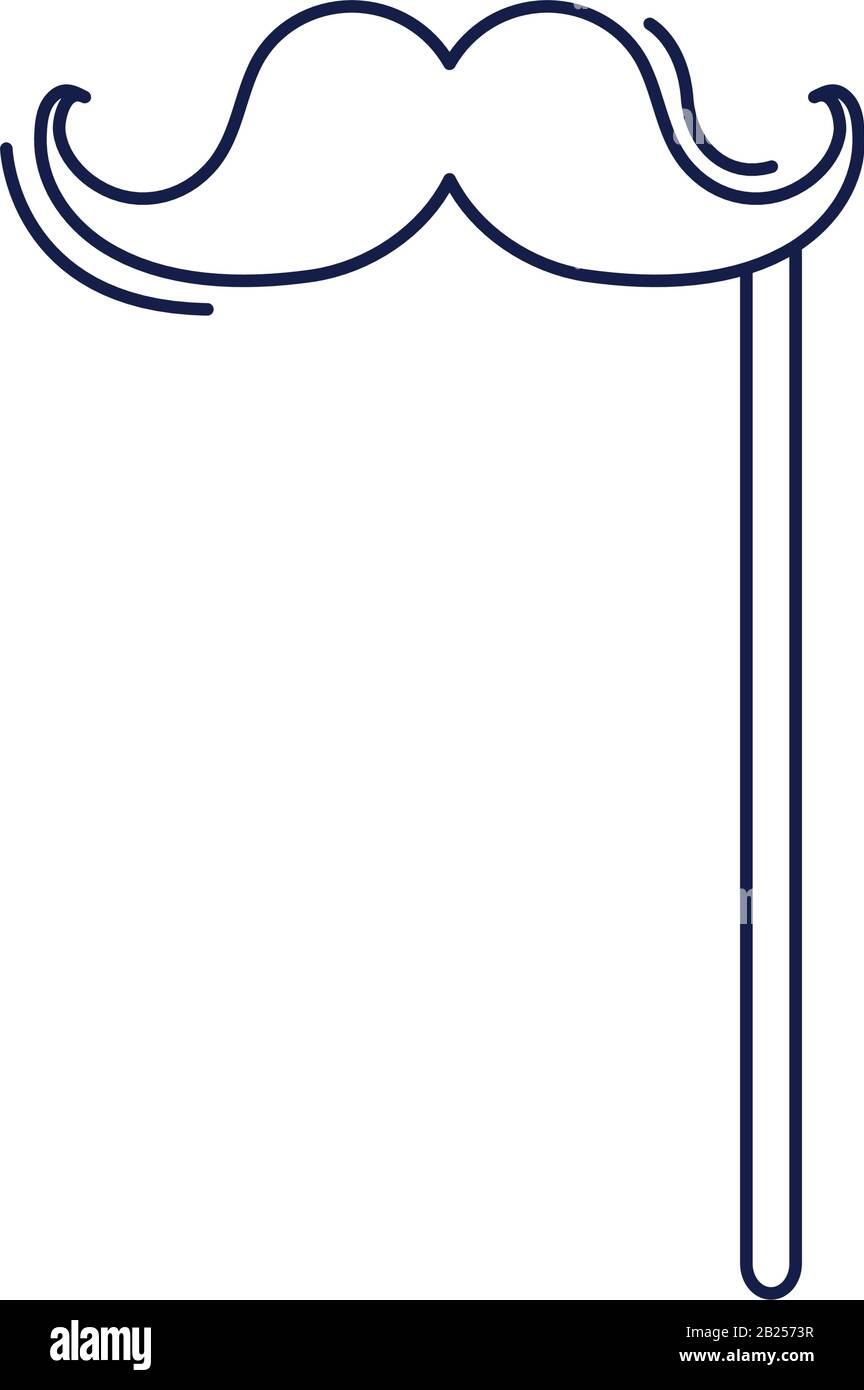 happy birthday, moustache in stick celebration party vector ...