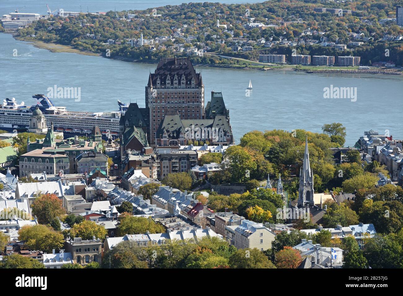 View of Quebec City as seen from above, Ville de Quebec, Quebec City ...