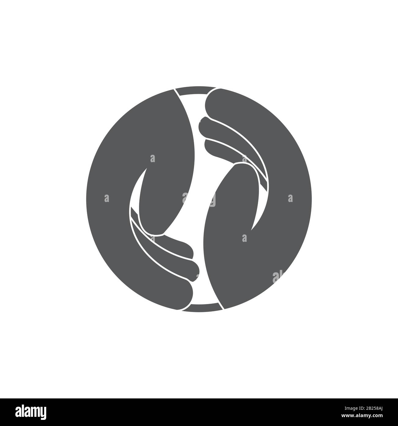 two helping hand circle geometric team work symbol vector Stock Vector ...