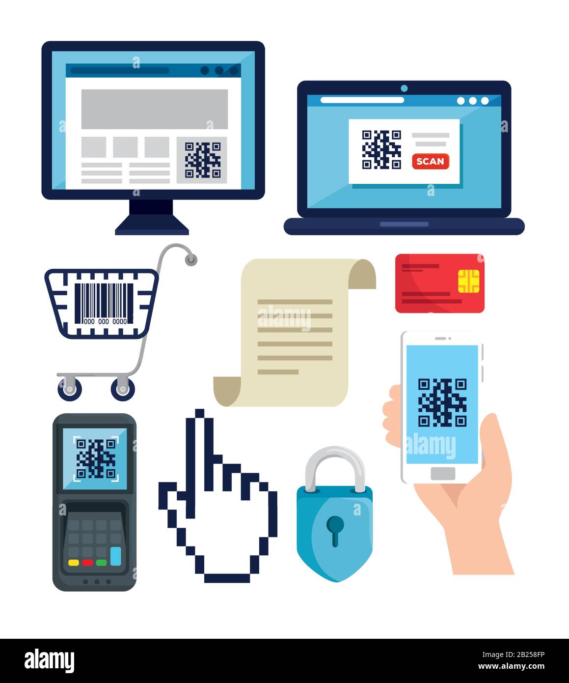 bundle code qr with set icon Stock Vector Image & Art - Alamy