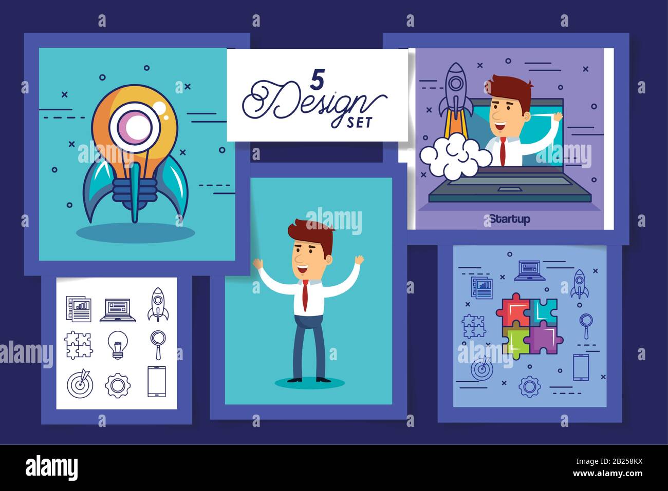 five designs of startup business icons Stock Vector Image & Art - Alamy
