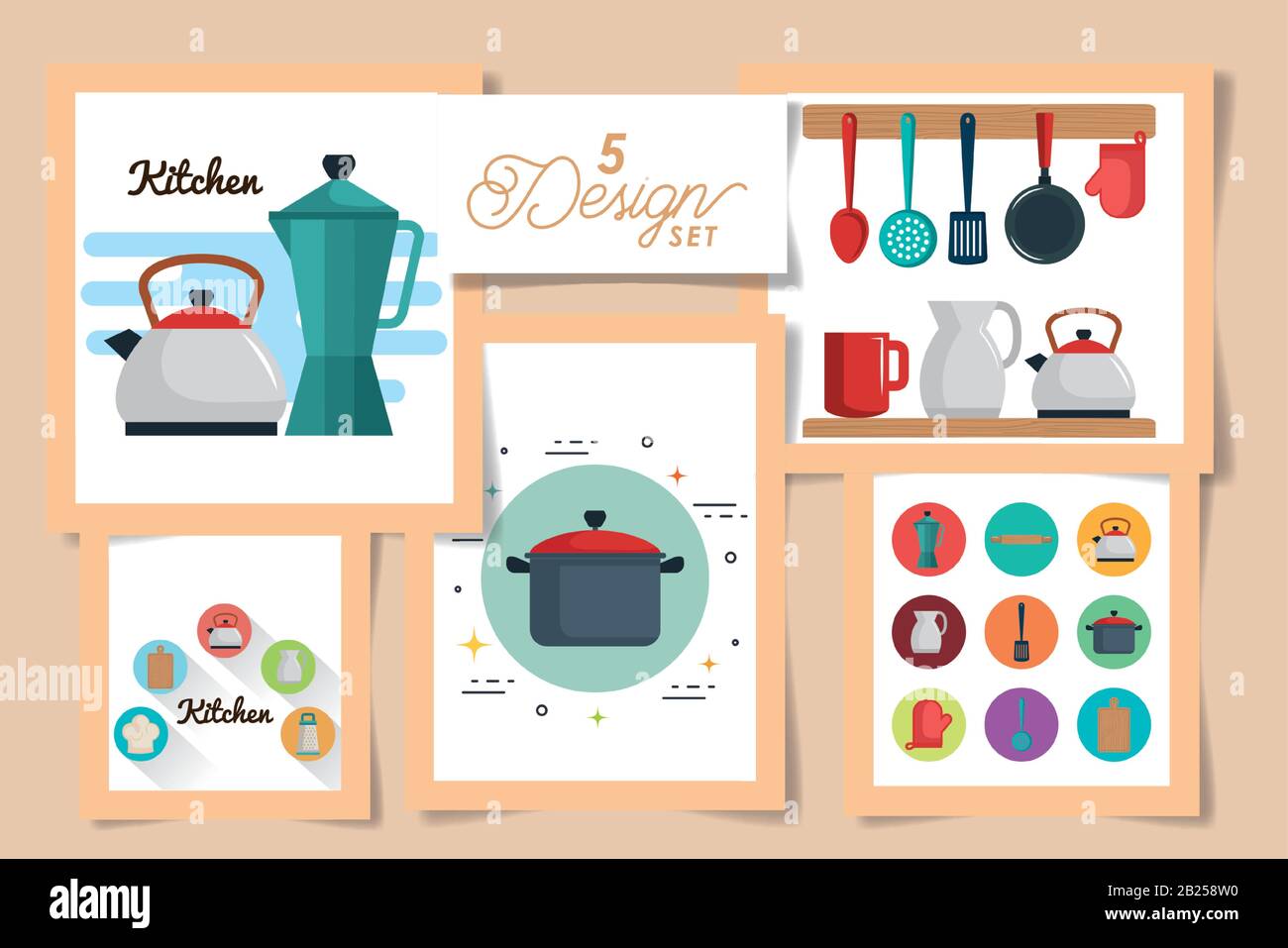 five designs of kitchen icons Stock Vector Image & Art - Alamy