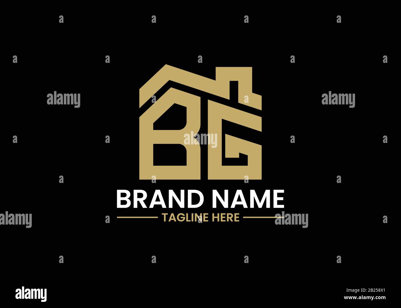 Initial Letter B and G with the roof. Real estate logo design concept ...